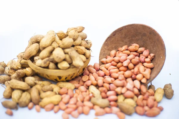 Close Raw Organic Peanuts Ground Nuts Isolated White Its Herbal — Stock ...