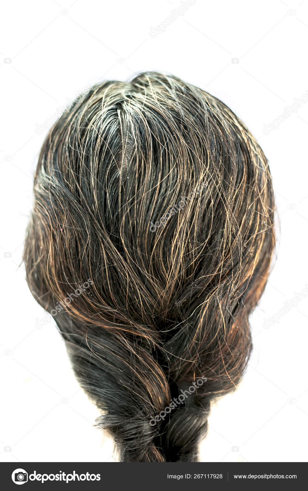 Backside Shot Old Women Showing Her White Hairs Isolated White — Stock ...