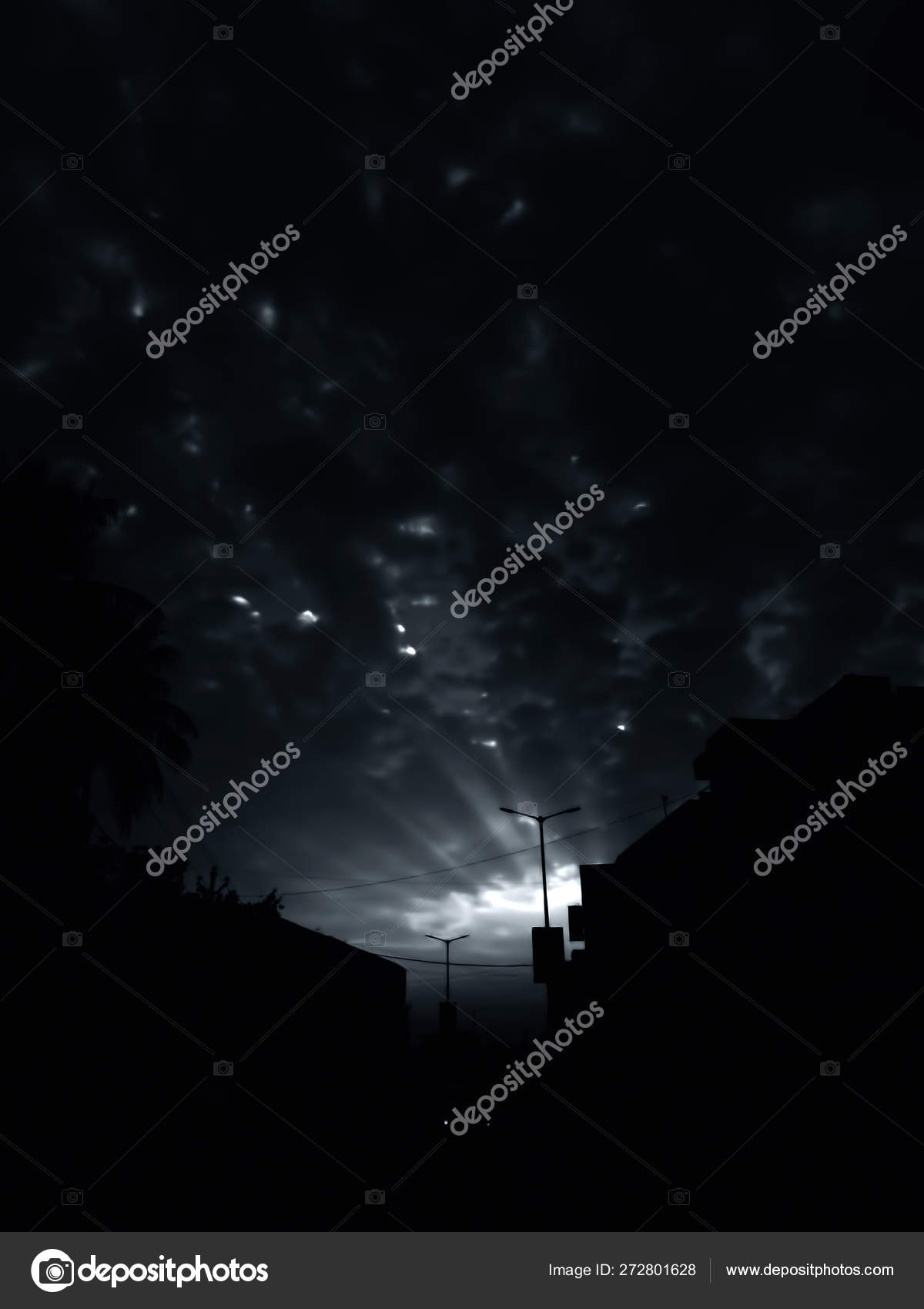 Sunset Dusk Time Colorful Clouds Sky Some Tree Foreground — Stock Photo ...