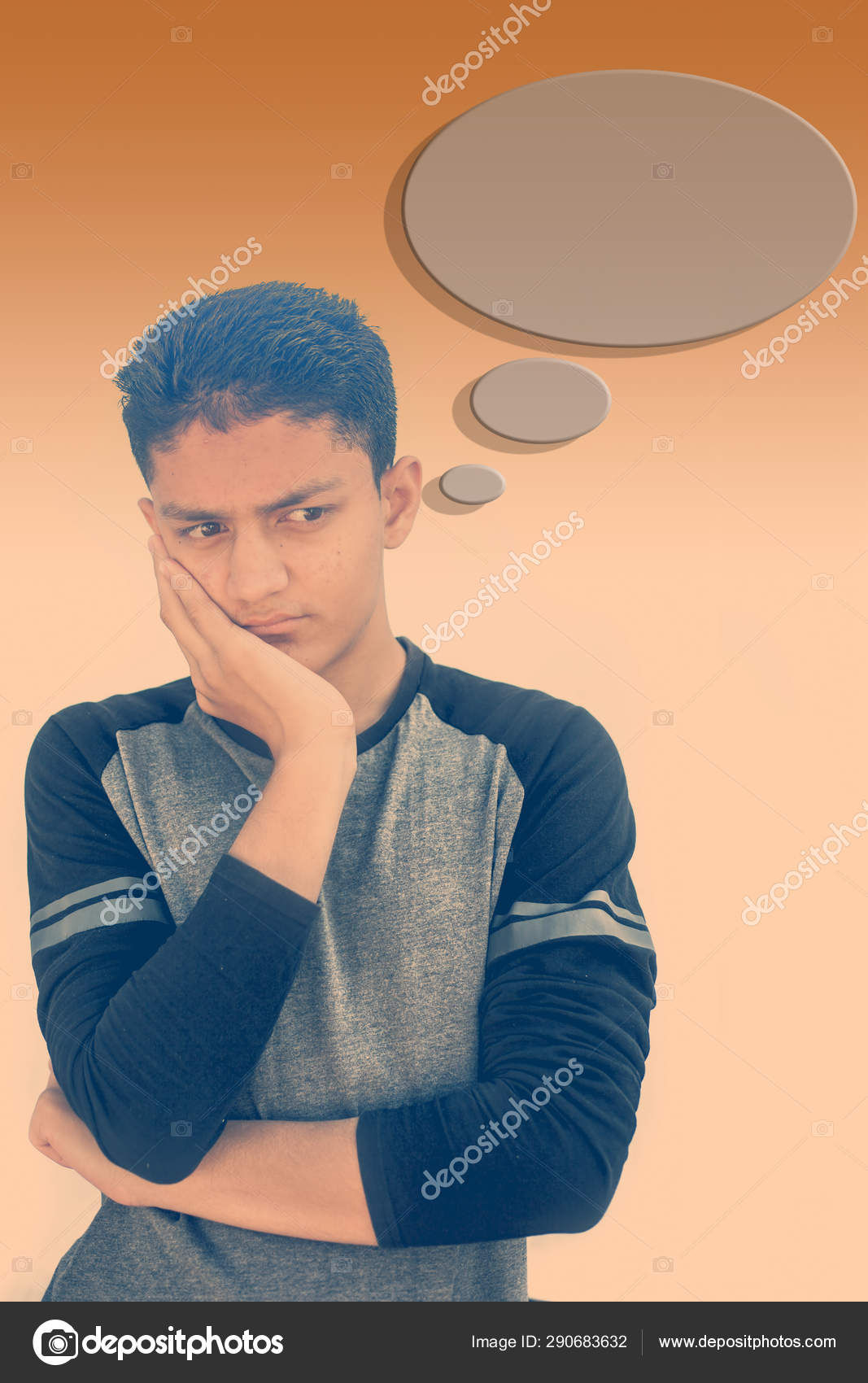Portrait Indian Boy Wearing Casual Clothes Expressing Thinking Thoughts ...