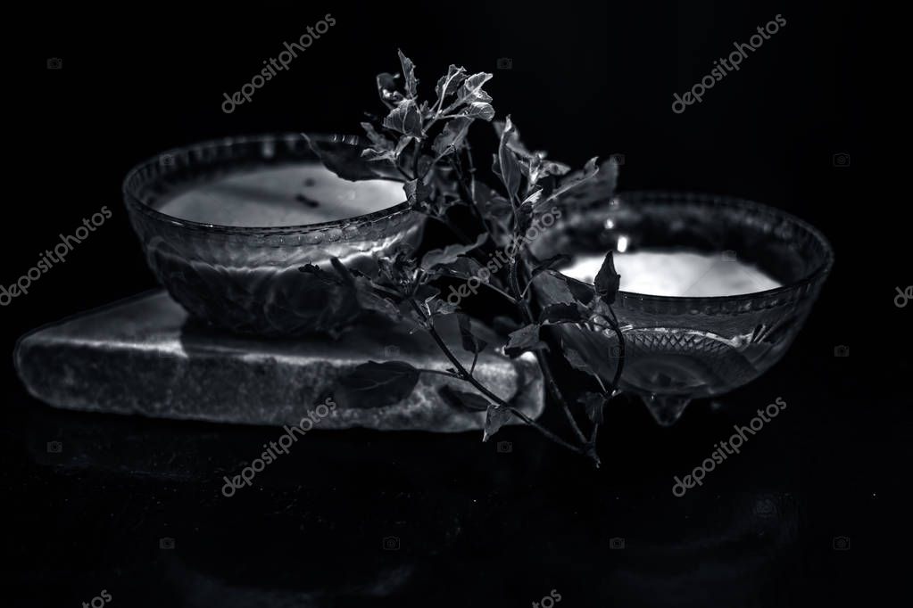 Mascarilla facial herbaria y ayurvédica de hojas de tul o albahaca en ...