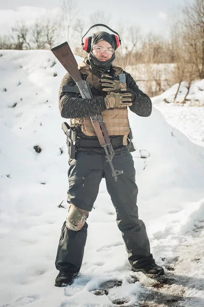 Military and army special forces soldier have combat shooting training ...