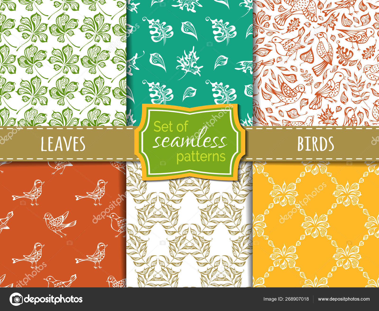 Vector set of seamless duotone nature patterns. Stock Vector Image by ...