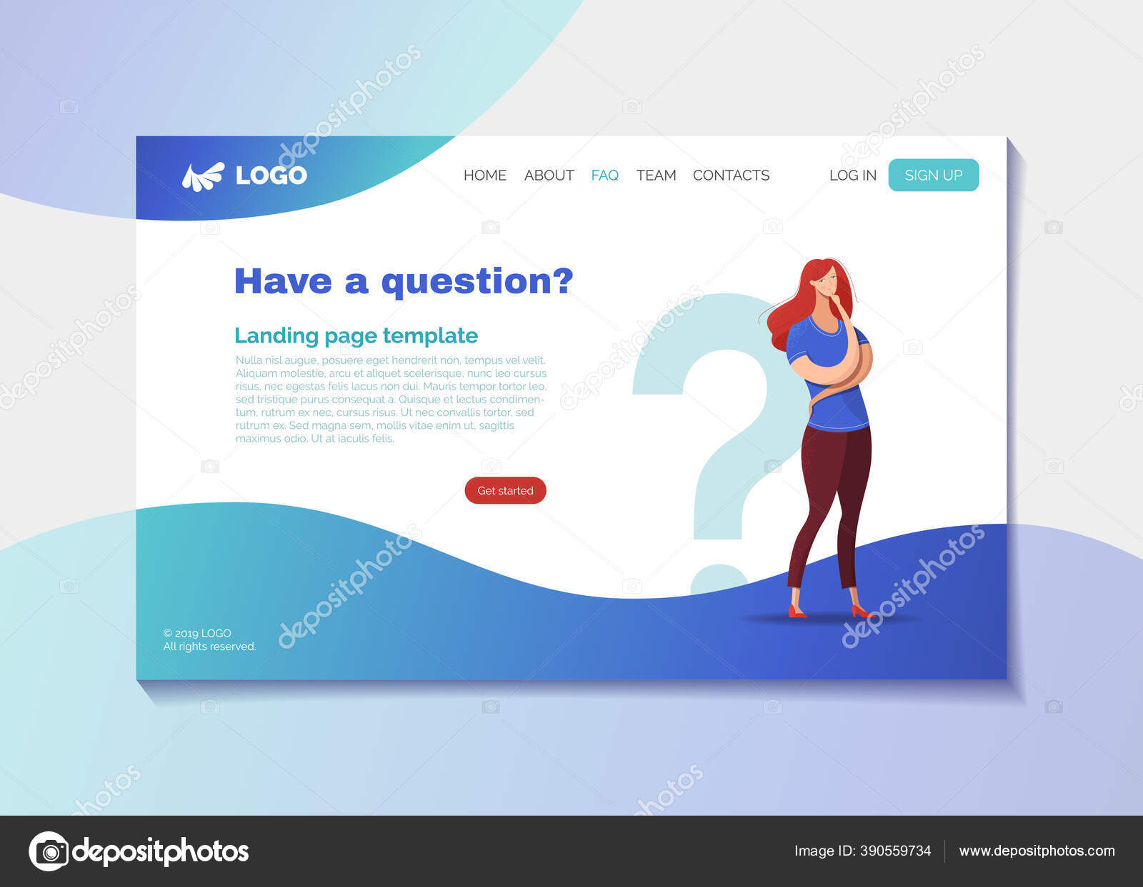 Company Helpline Landing Page Vector Template Corporate Faq Webpage ...