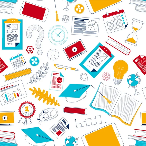 School University Items Linear Vector Seamless Pattern Learning ...