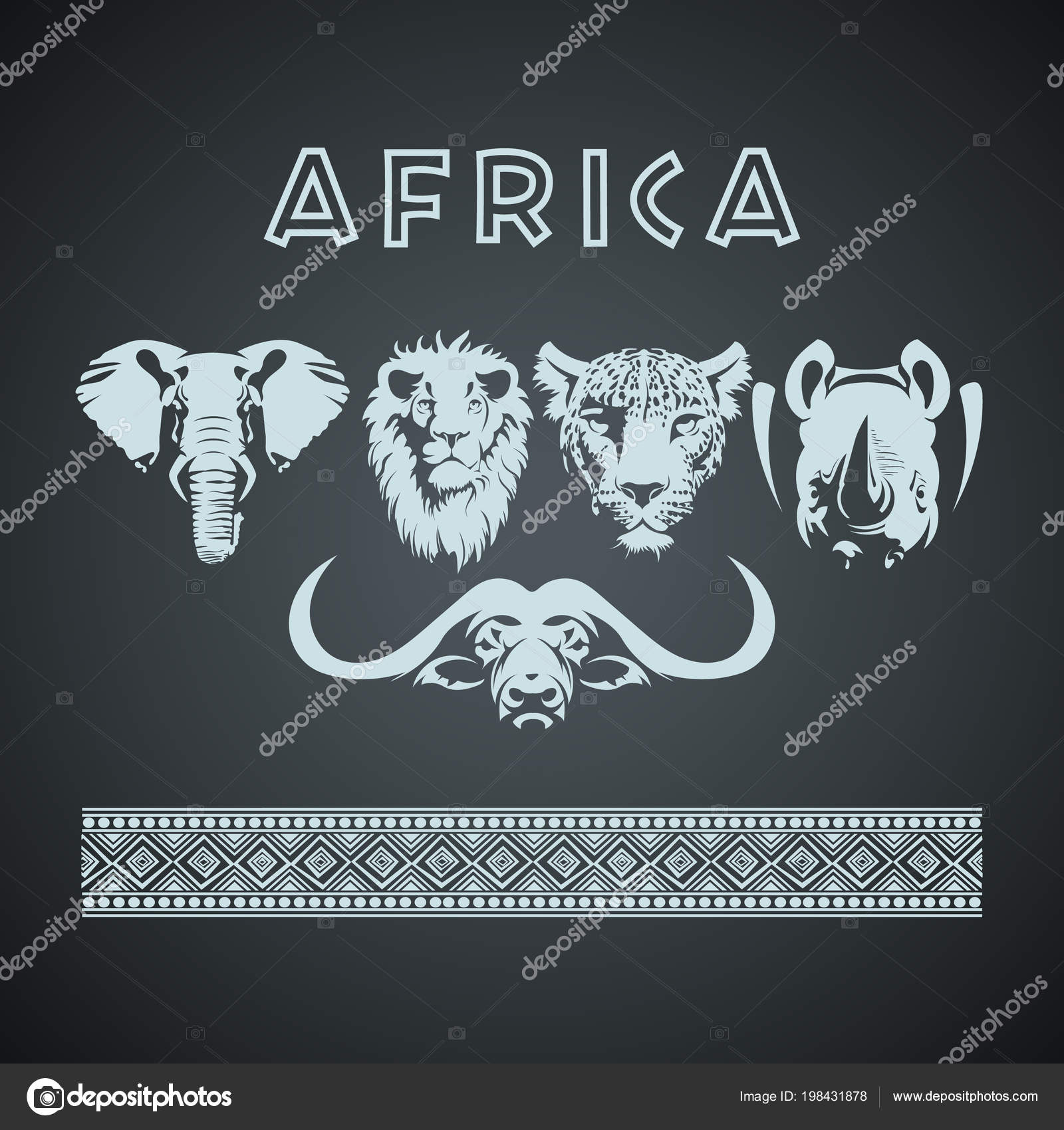 African Big Five Animals Pattern Stock Vector by ©balanslava #198431878