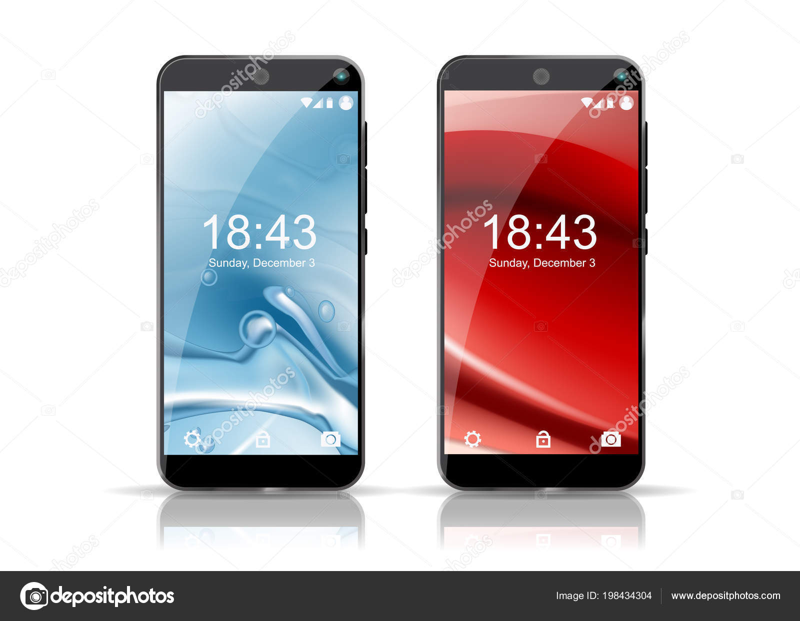 Two Black Mobile Phone Smartphone Nice Background Realistic Image Stock ...