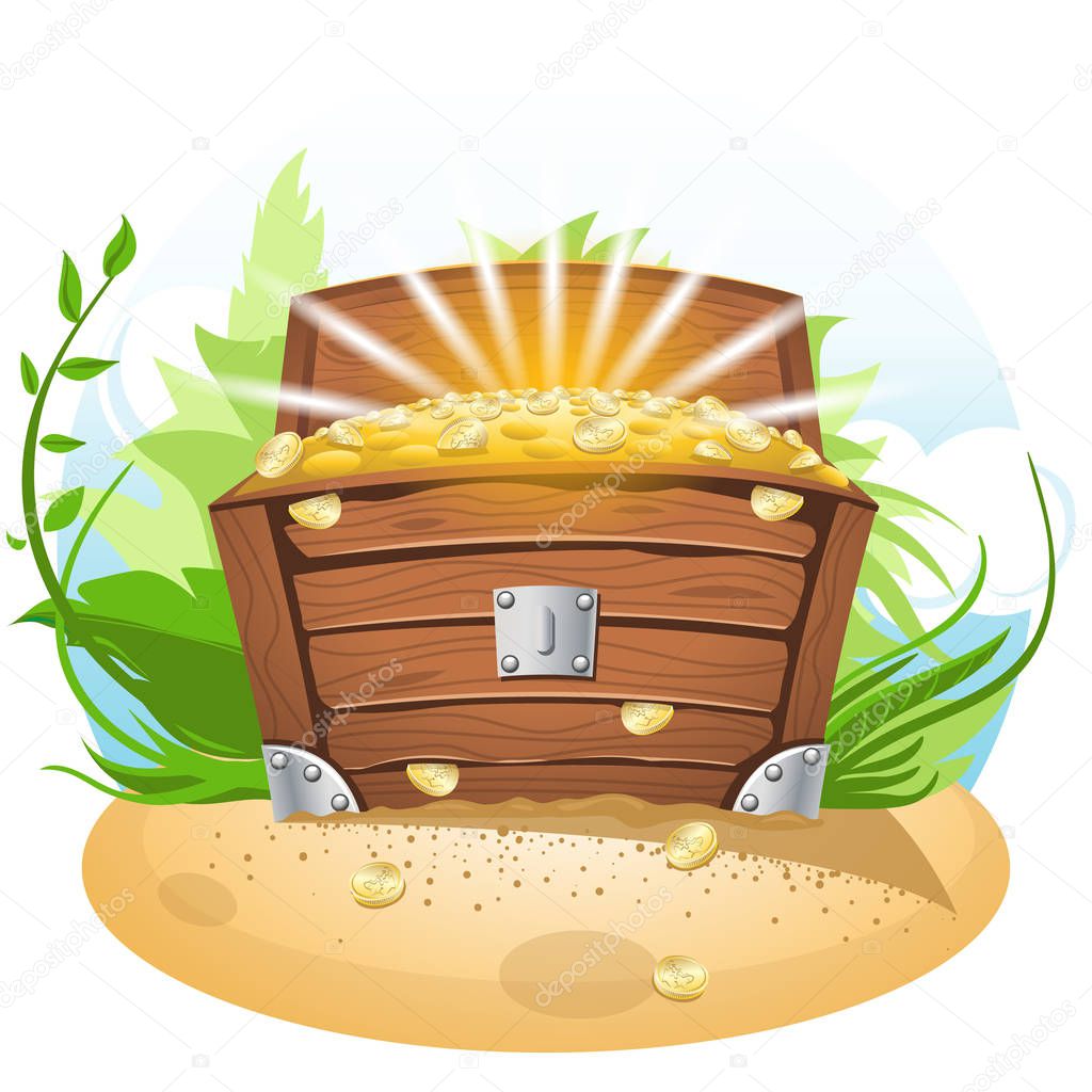 Clipart Bordo Forziere Del Tesoro Isola Del Tesoro Illustrazioni,