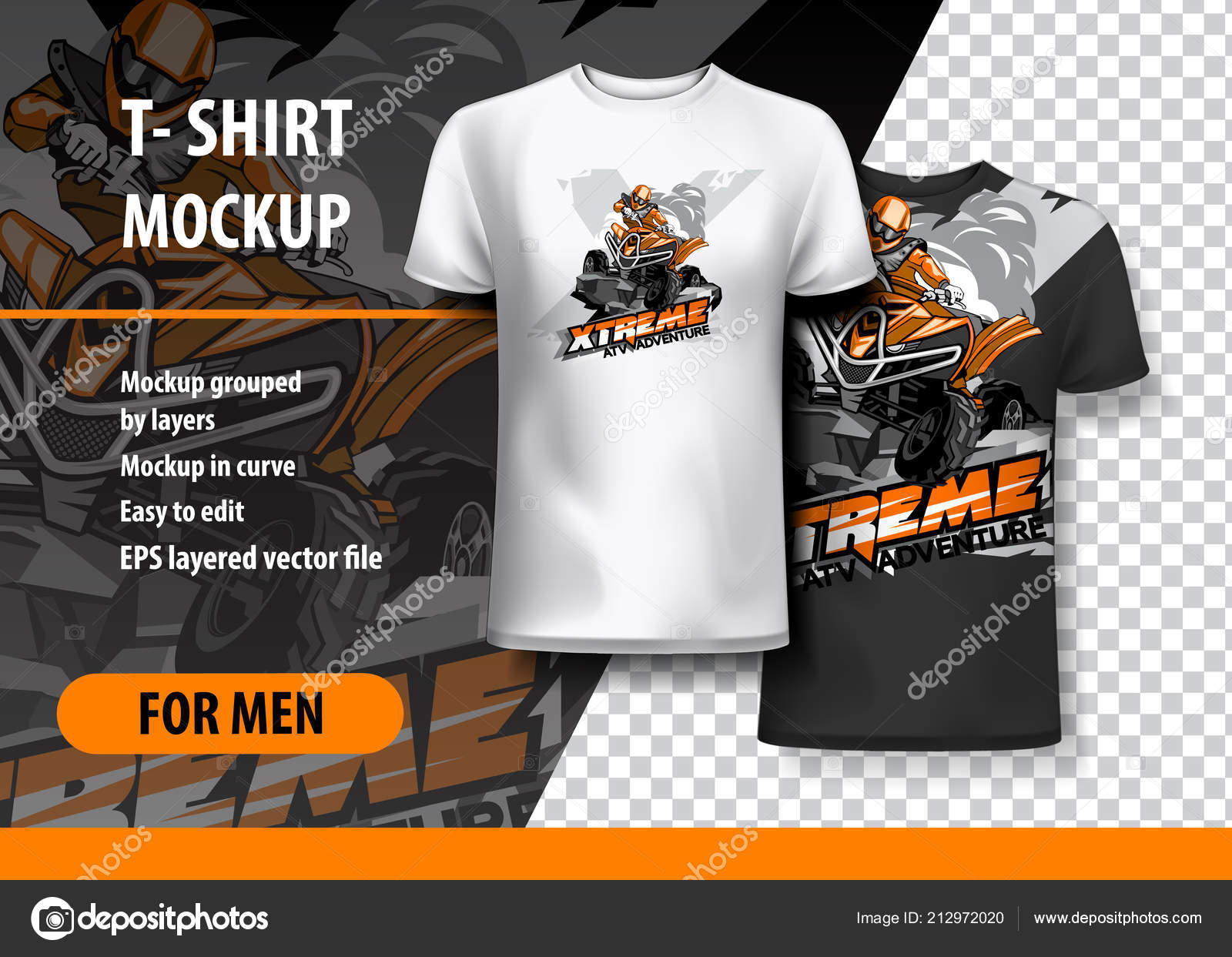 Shirt Template Fully Editable Atv Road Quad Bike Logo Two Stock Vector ...