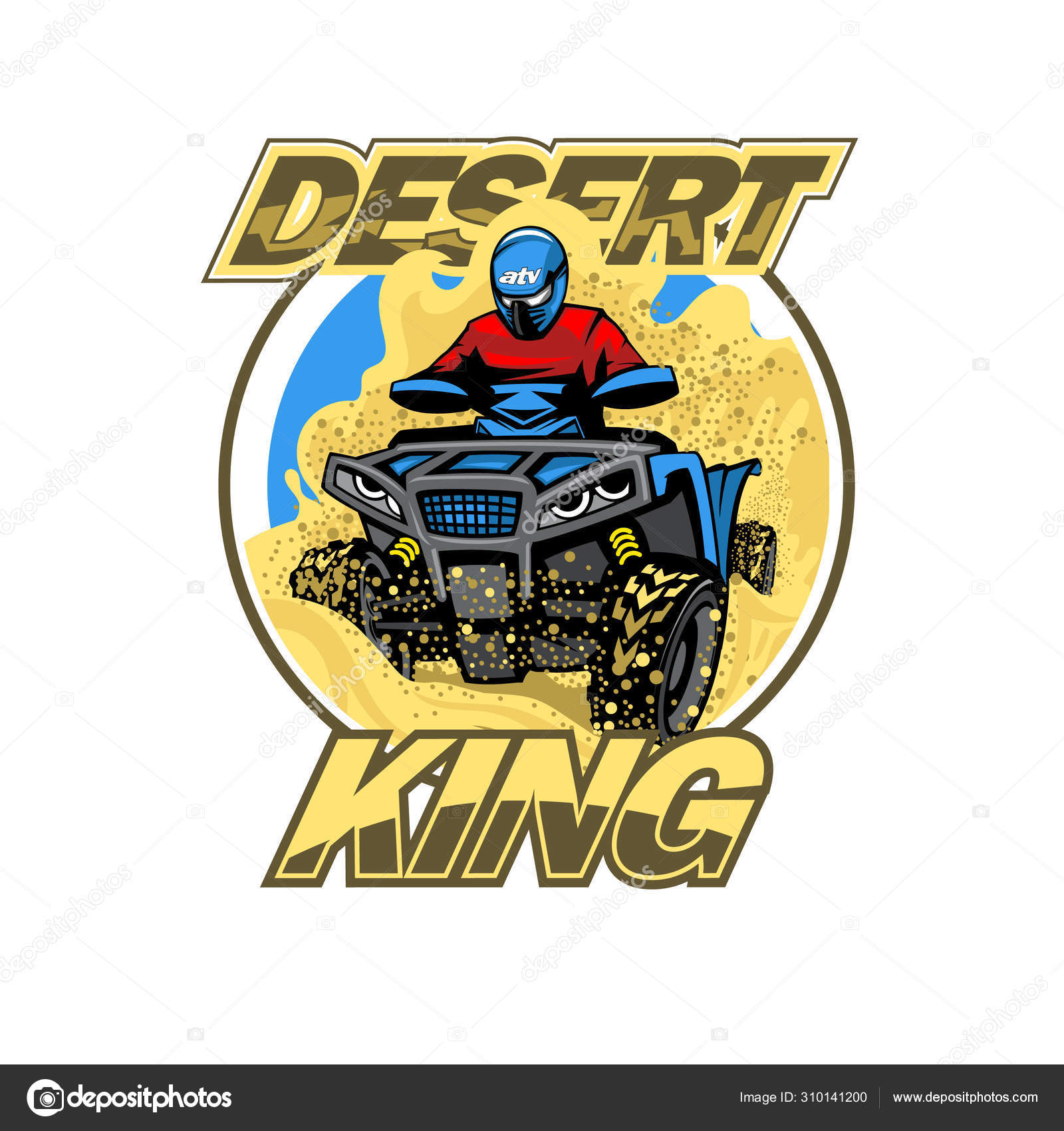 Quad Bike in the desert hills logo, isolated background. Stock Vector ...