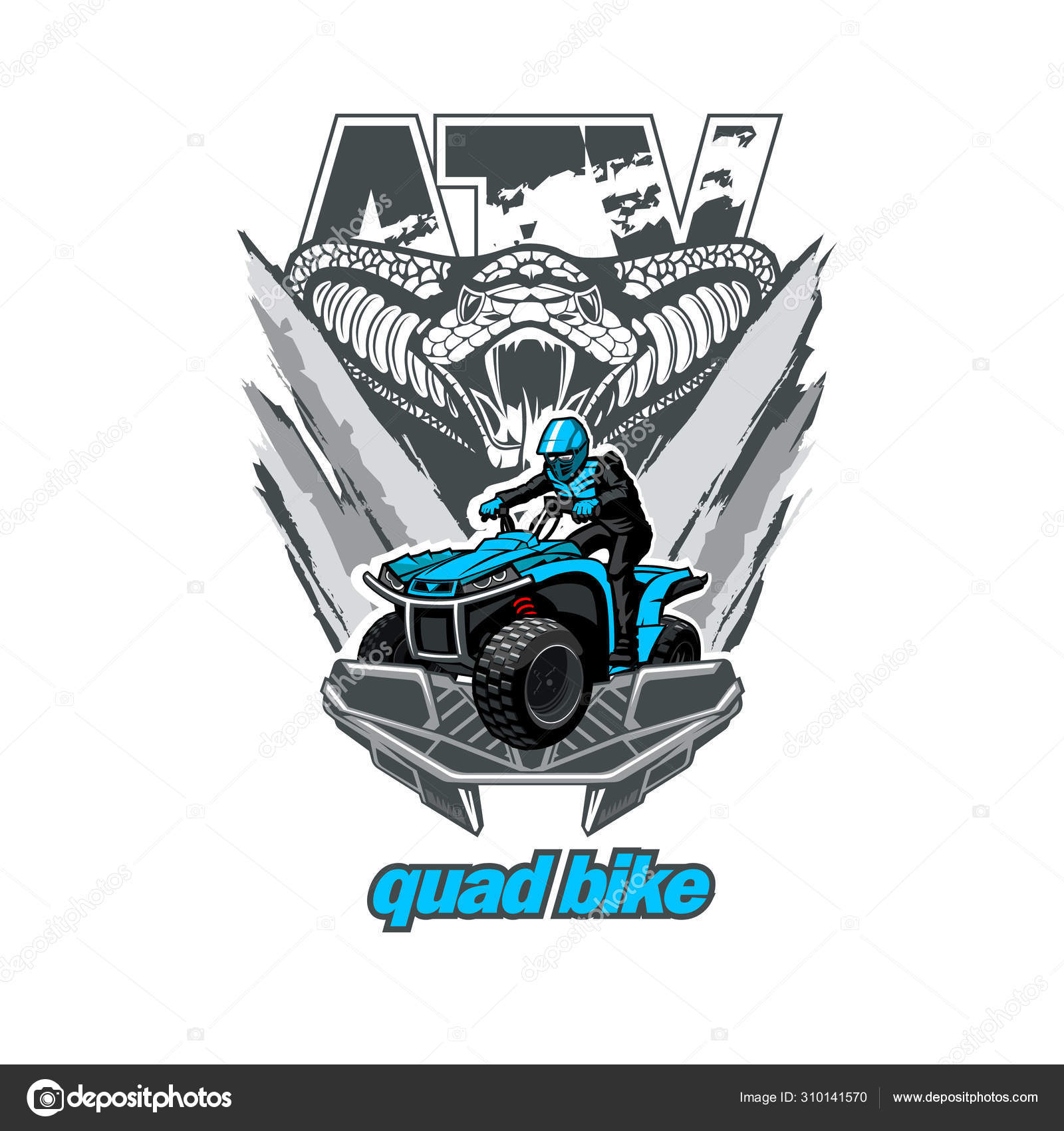 ATV Quad bike logo emblem with snake, isolated background. Stock Vector ...