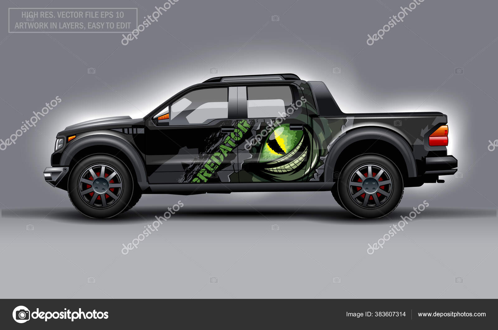 Editable Template Wrap Suv Scary Eye Predator Text Decal Res Stock ...
