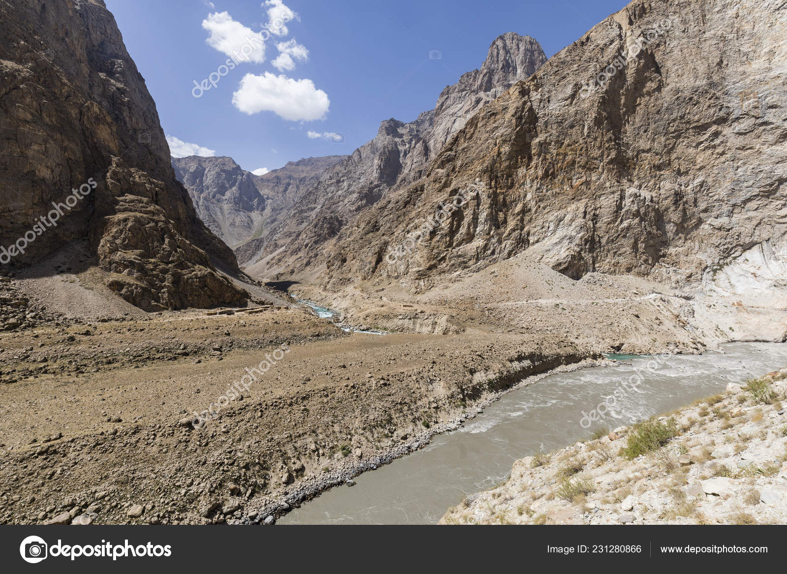 Border River Panj River Wakhan Valley Tajikistan Right Afghanistan Left ...