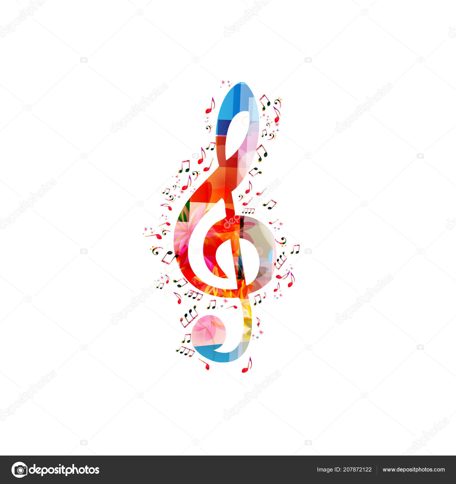 Music Colorful Background Clef Music Notes Vector Illustration Design ...