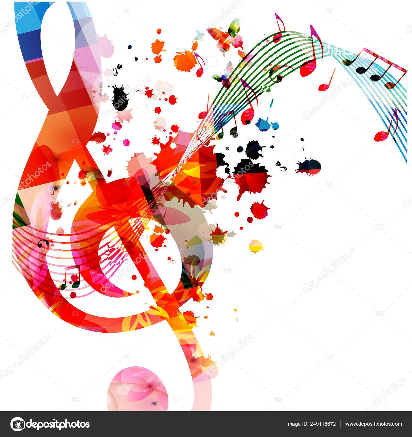 Music Background Colorful Music Notes Vector Illustration Design ...