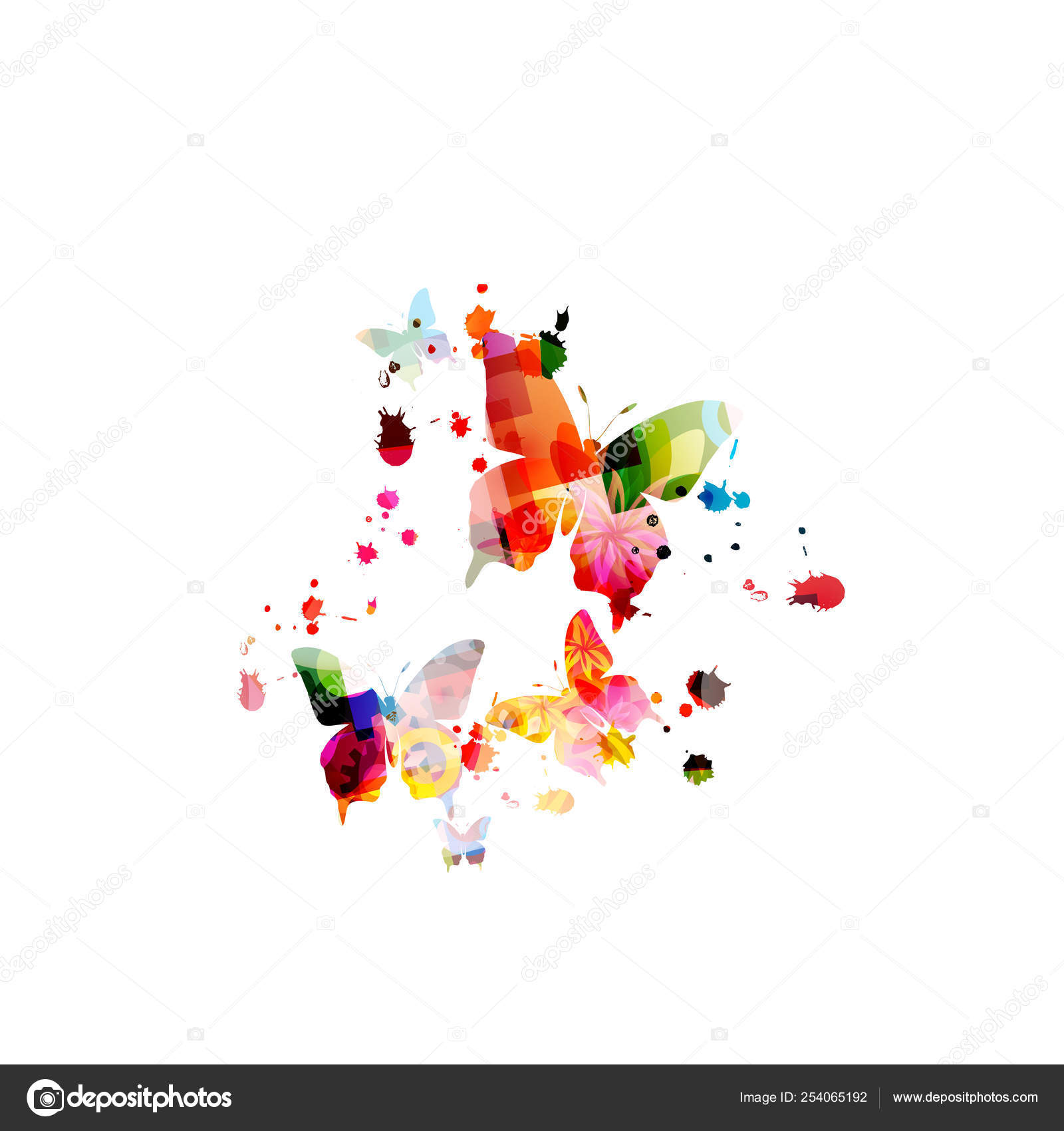 Colorful Abstract Butterflies Isolated White Background Stock Vector by ...