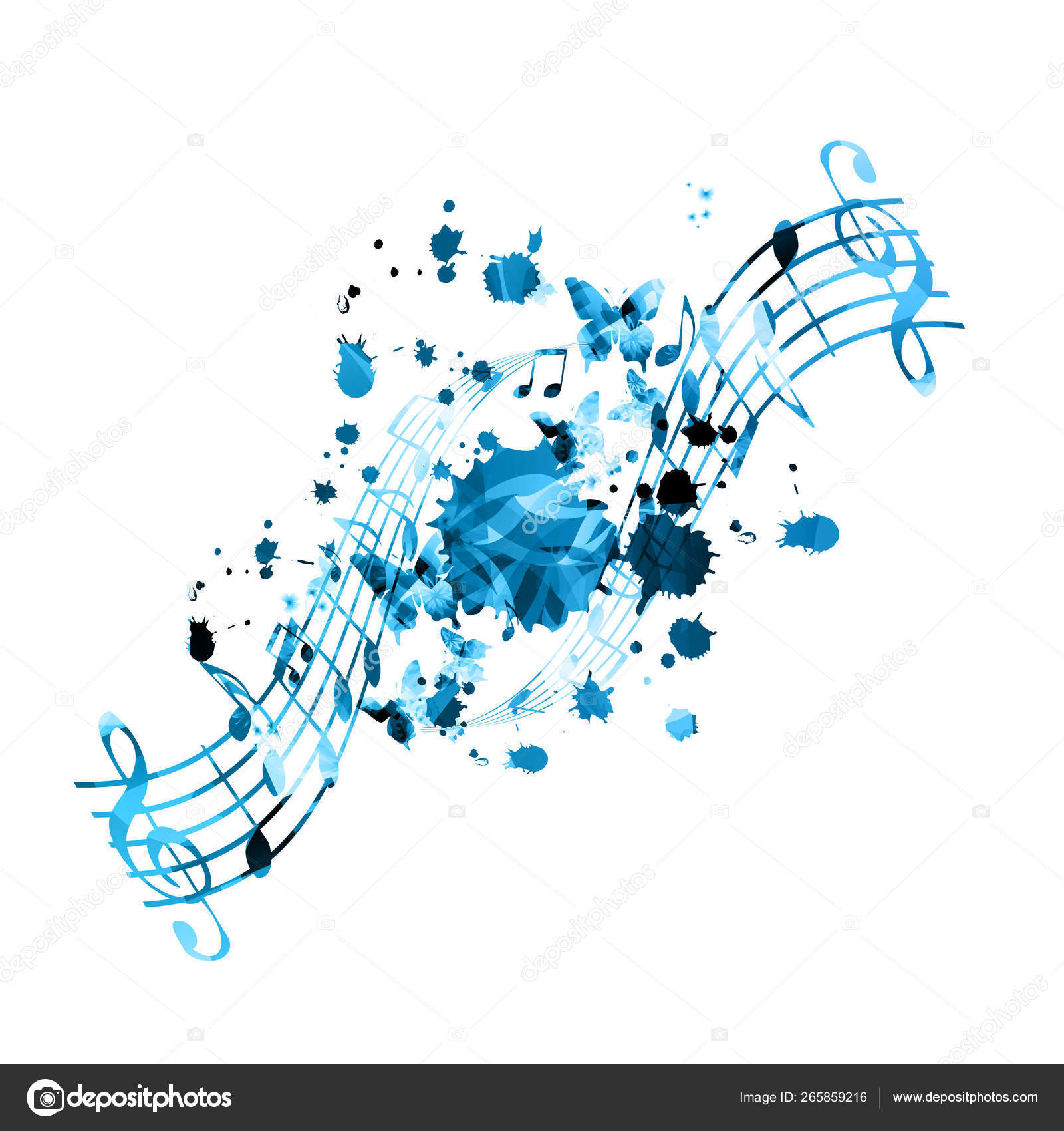 White Music Note On Blue Background