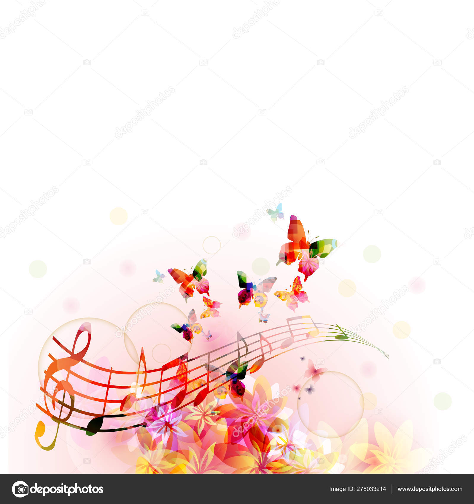 Music Background Colorful Clef Music Notes Vector Illustration Design ...