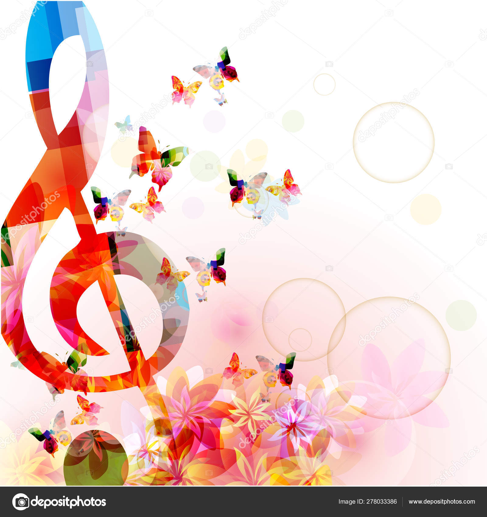 Music Background Colorful Clef Music Notes Vector Illustration Design ...