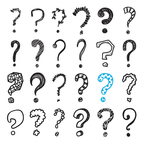Set Hand Drawn Question Marks Doodle Questions White Background ...