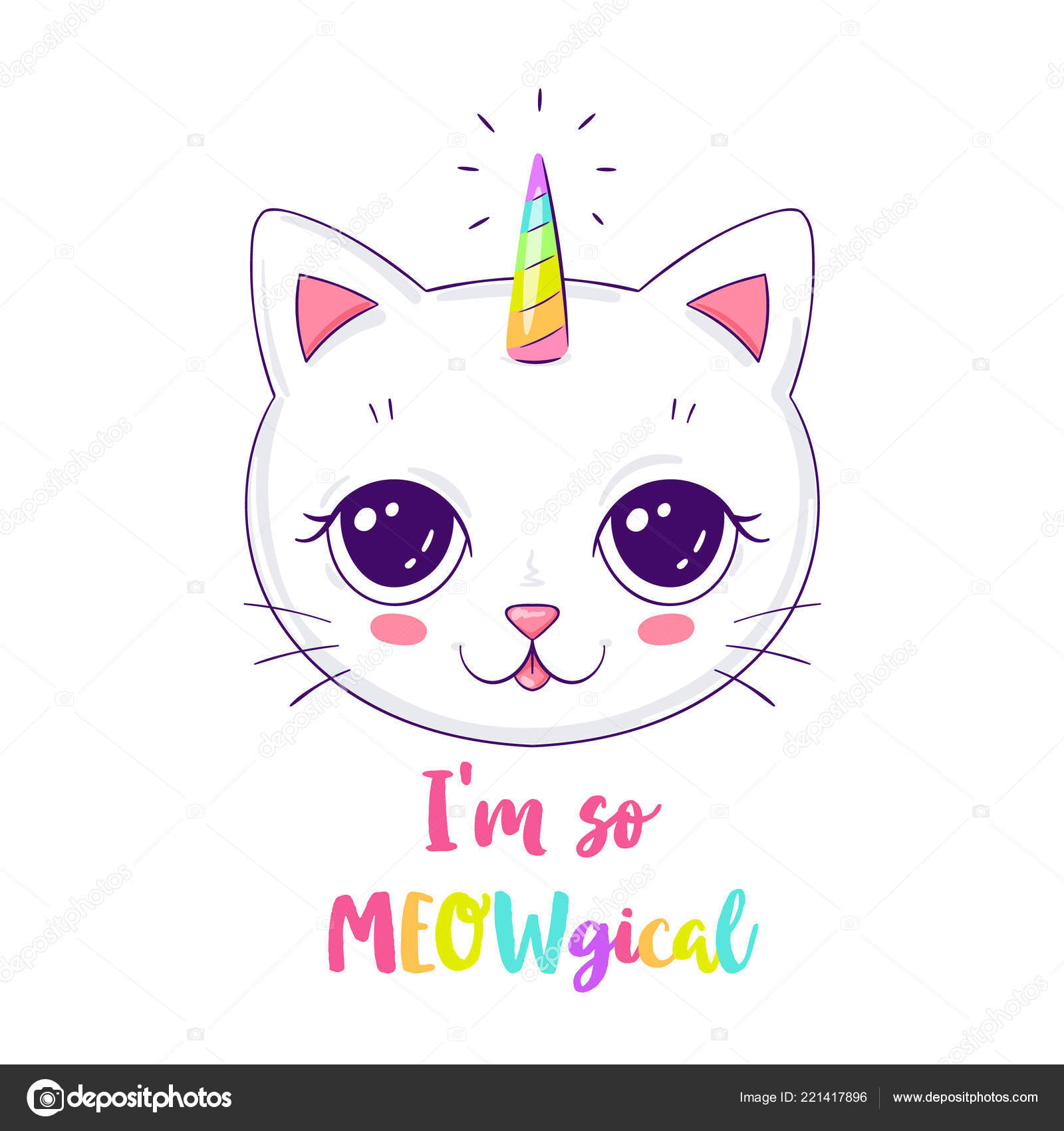 Cute Cat Slogan Isolated White Background Stock Vector by ©Teploleta ...