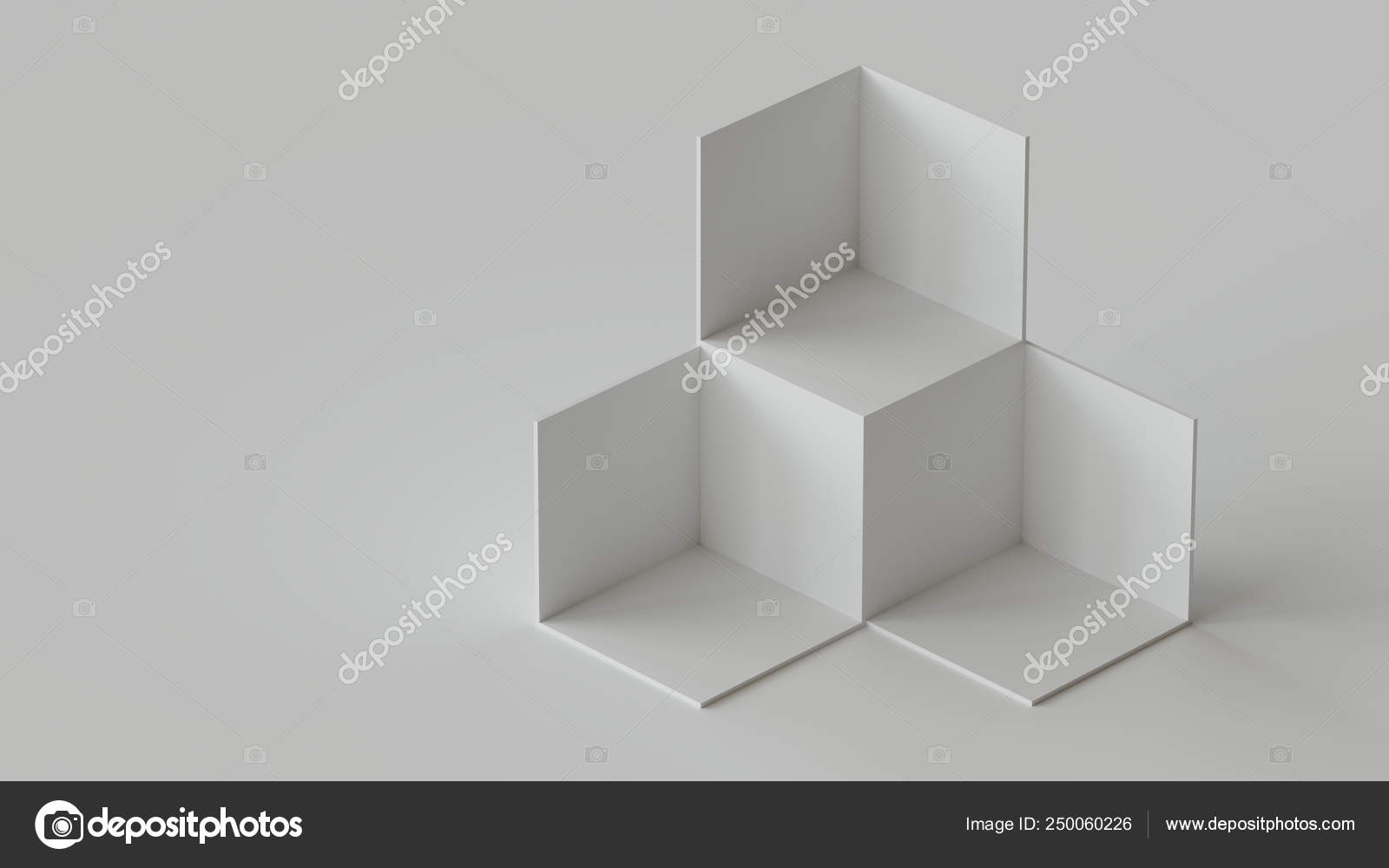 White Cube Boxes Backdrop Display White Background Rendering Stock ...