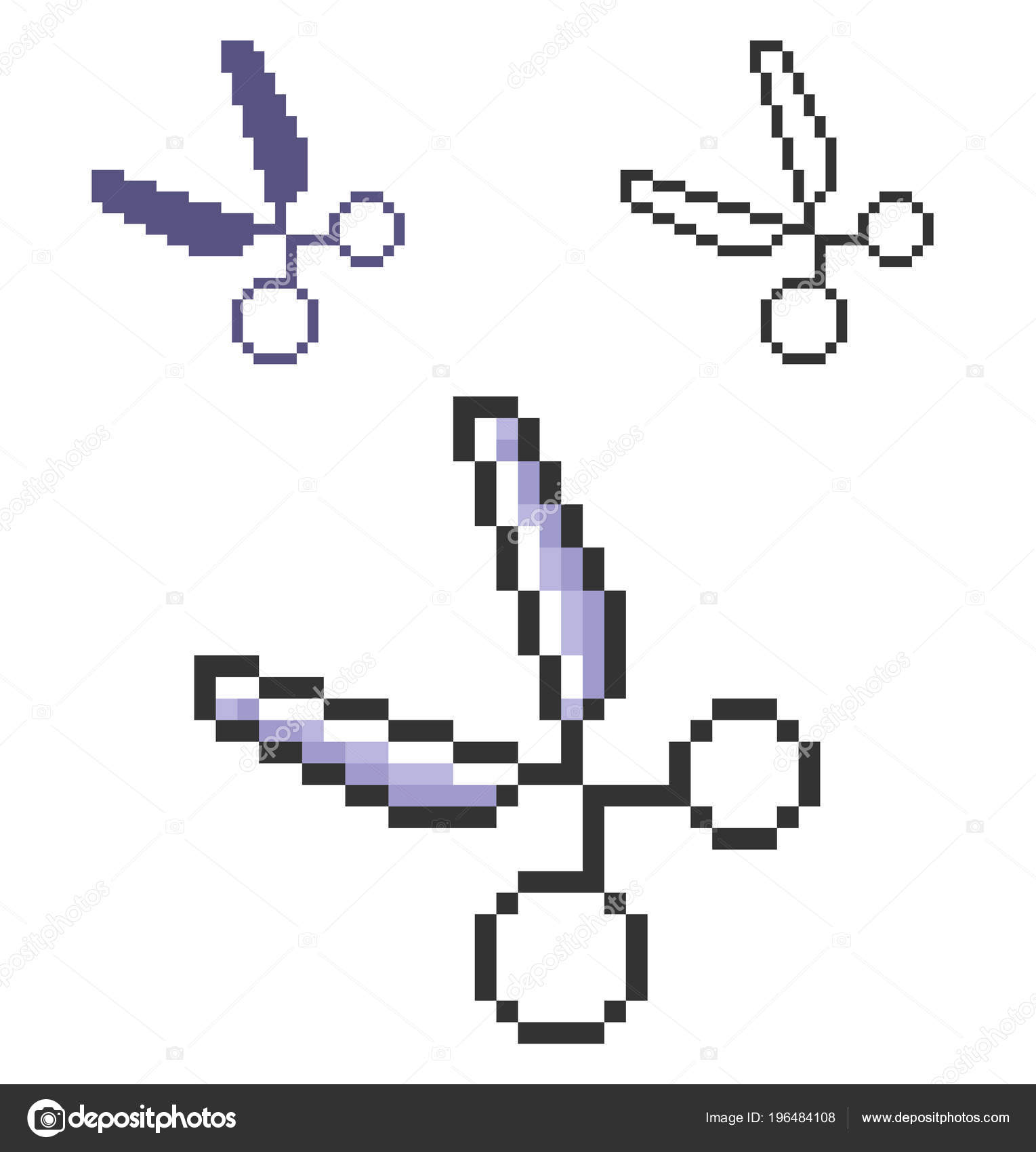 Pixel Icon Scissors Three Variants Fully Editable Stock Vector by ...