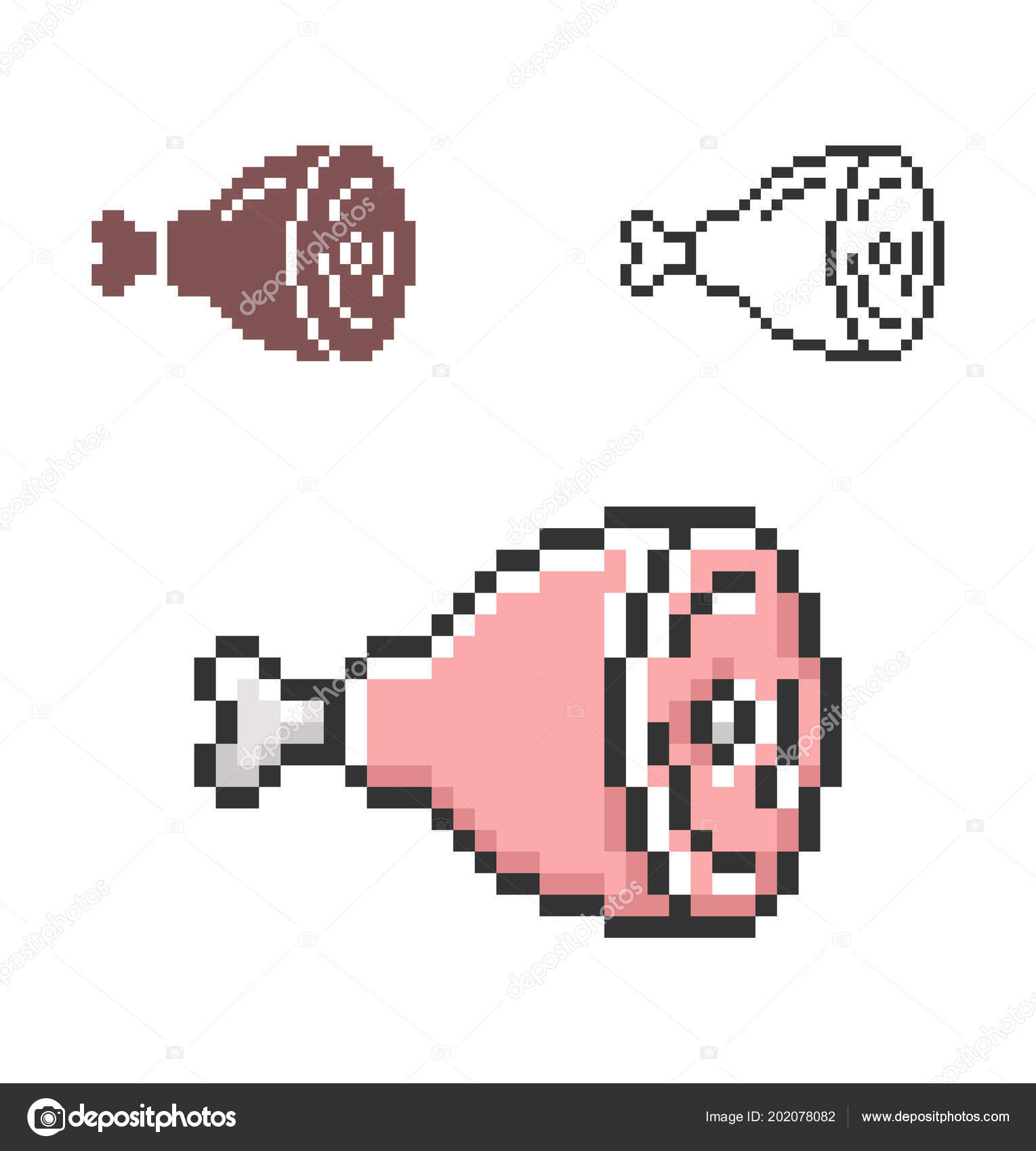 Pixel Icon Ham Three Variants Fully Editable Stock Vector Image by ...