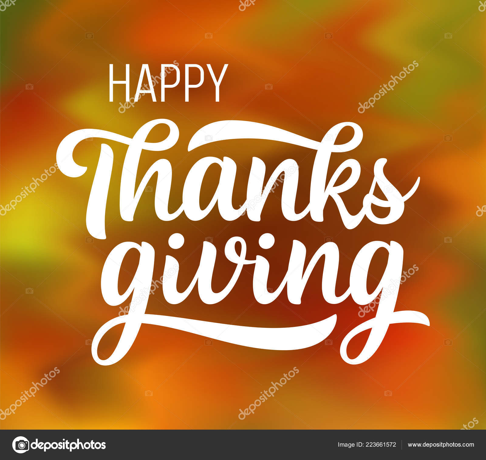 Happy Thanksgiving Greeting Handwritten Lettering Colorful Background ...