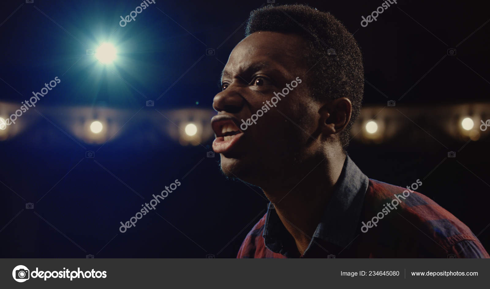 Actor performing a monologue in a theater — Stock Photo ...
