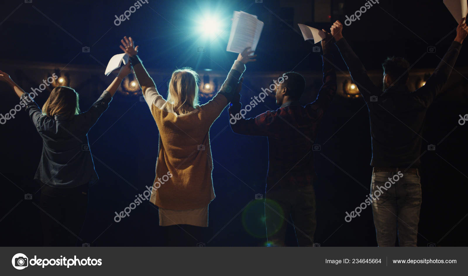 Actors bowing to audience in a theater Stock Photo by ©EvgeniyShkolenko ...