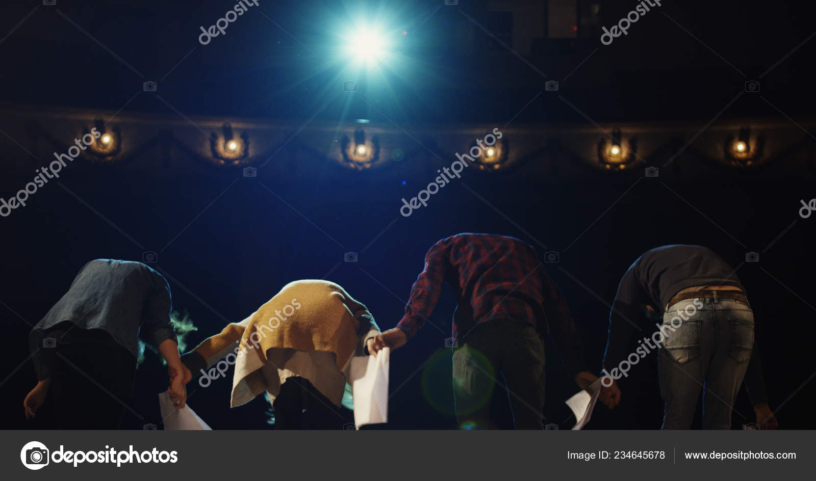 Actors bowing to audience in a theater Stock Photo by ©EvgeniyShkolenko ...