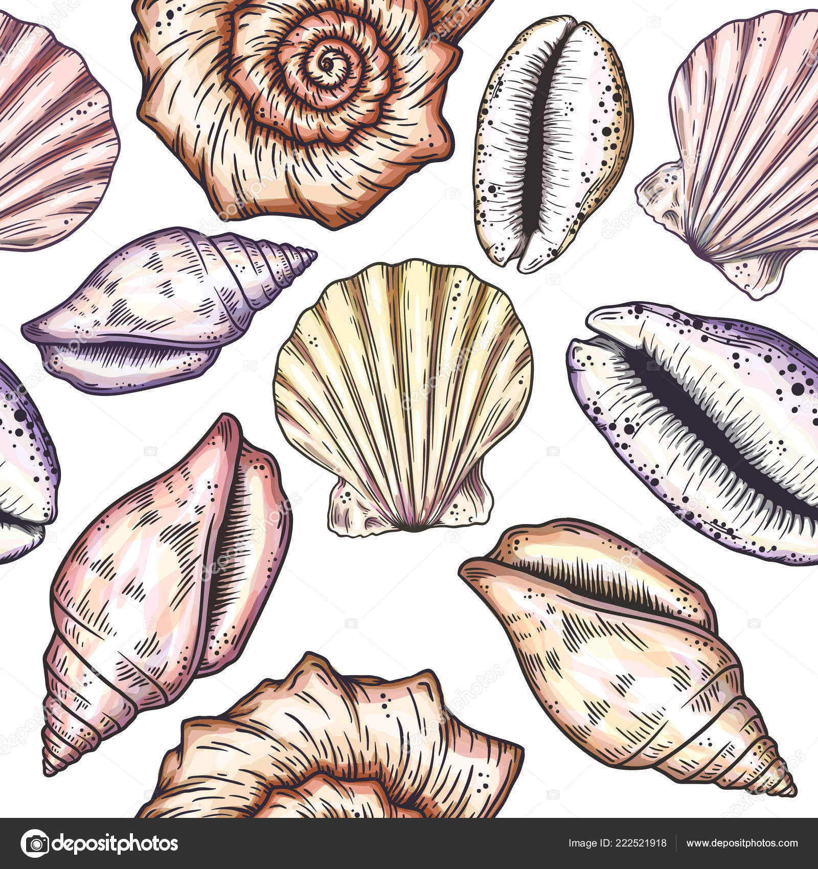 Hand drawn marine background. Vector isolated eps10 illustration. Stock ...