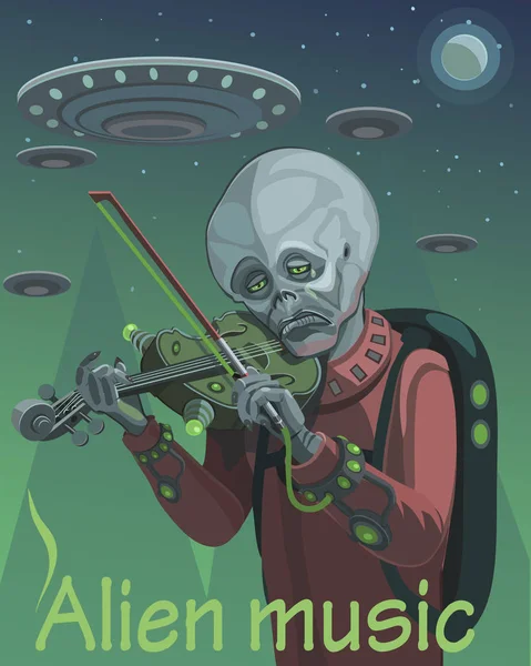 Alien Plays Violin Alien Plays Violin His Music Penetrates Joy Stock ...