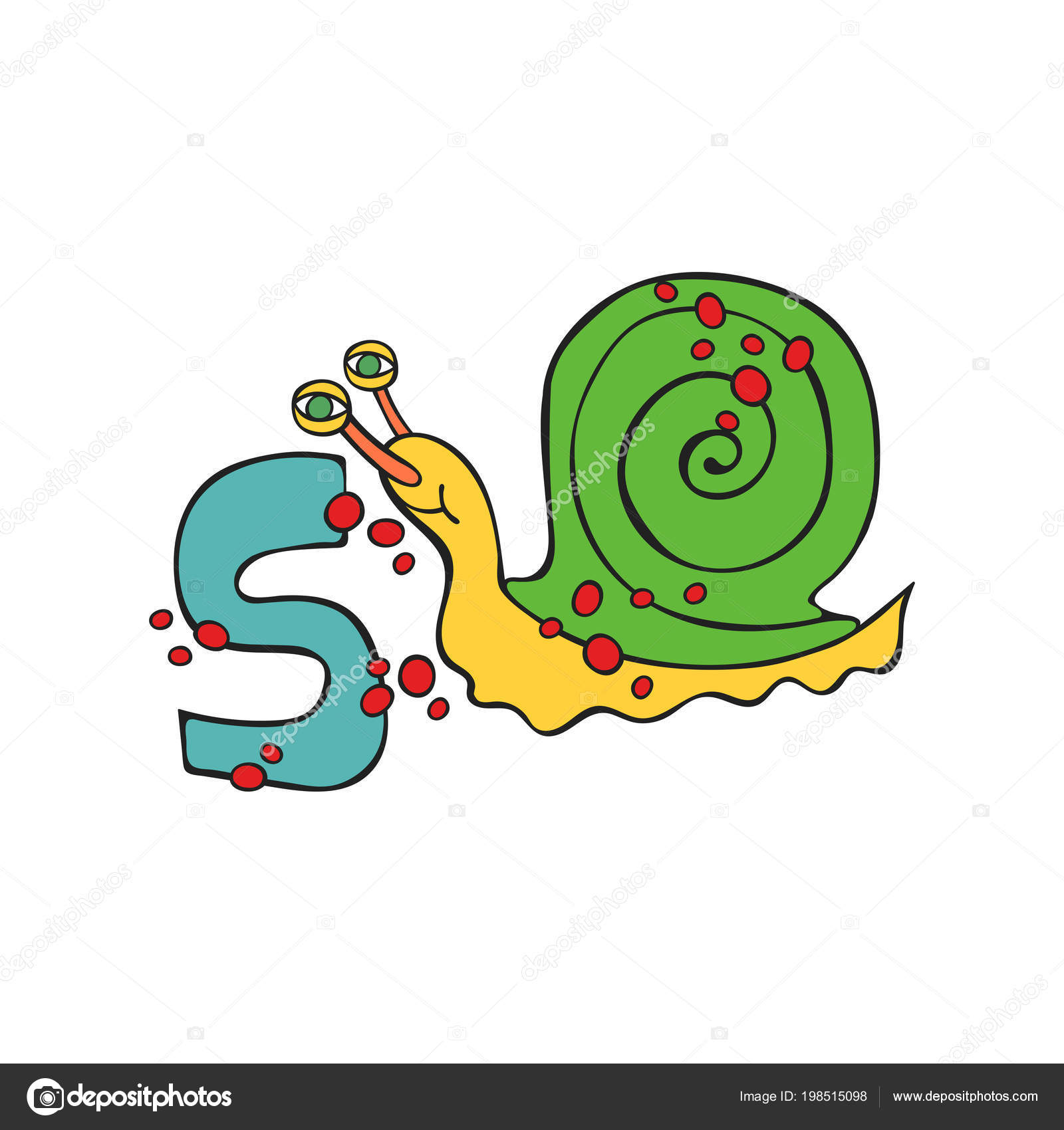 English Letter Snail Isolated Vector Object White Background Stock ...