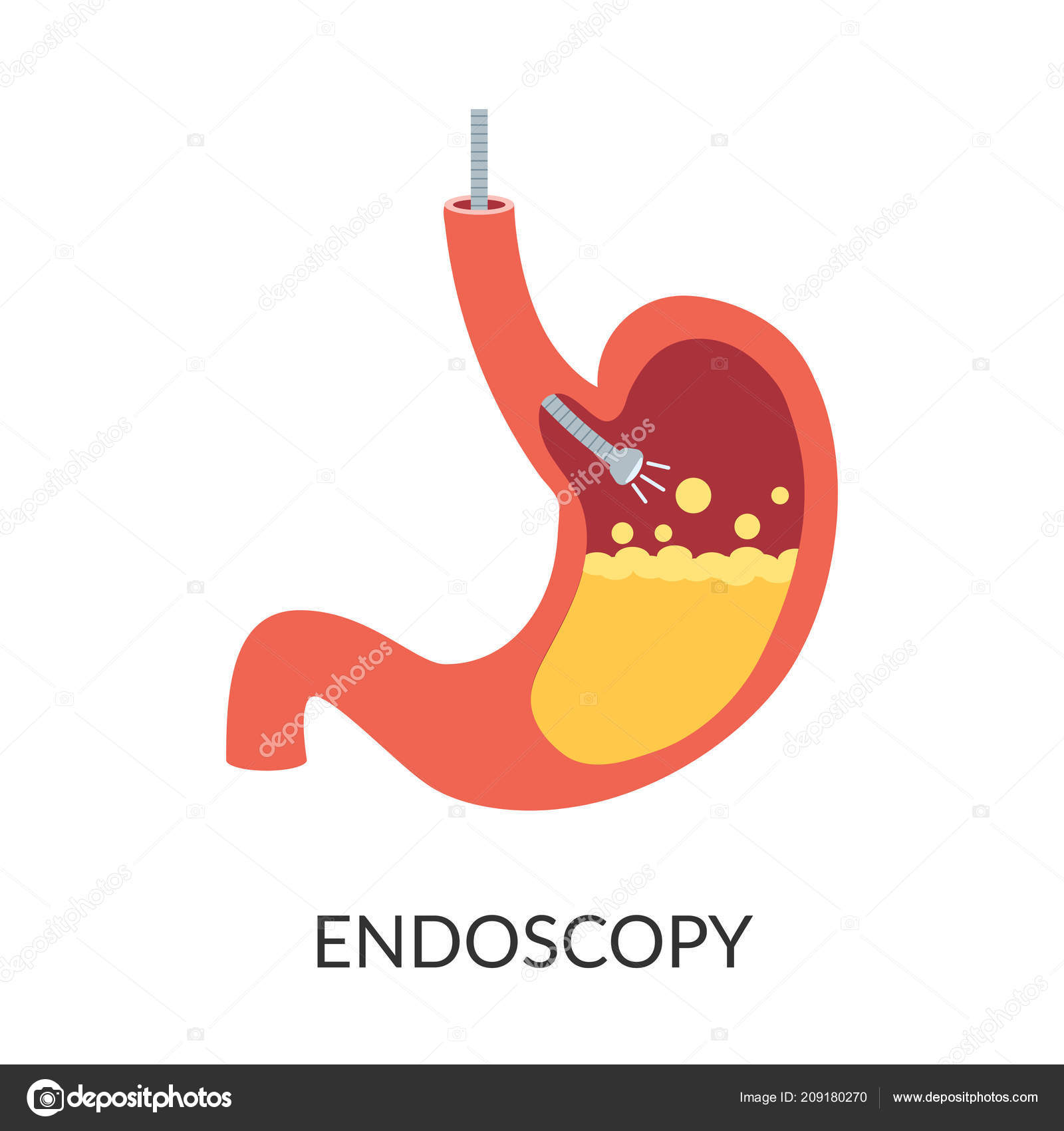 Stomach endoscopy vector icon. Gastroscopy logo symbol idea. Flat ...