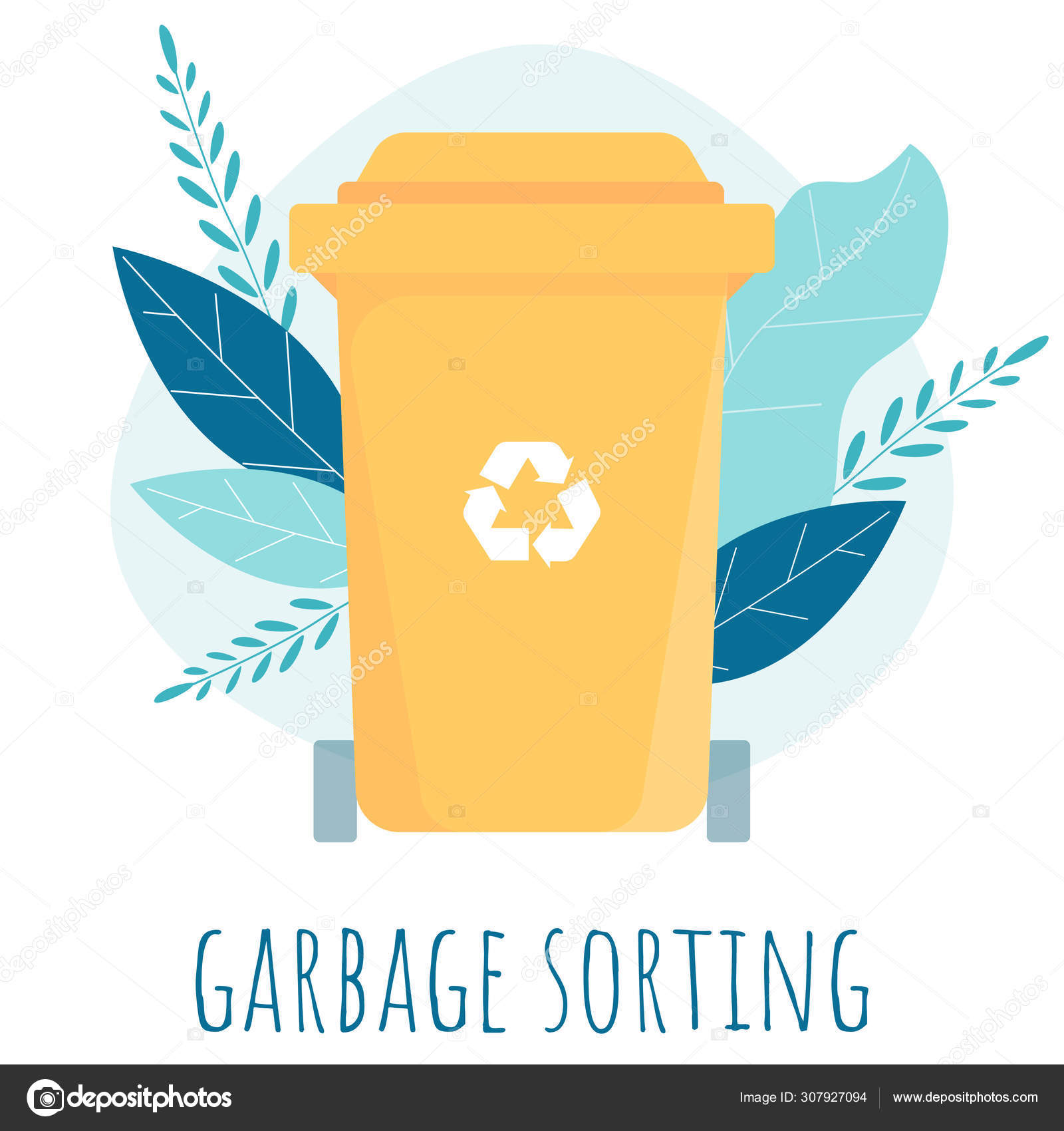 Garbage Sorting vector concept. Flat illustration of street and in ... Garbage Sorting vector concept. Flat illustration of street and in ...