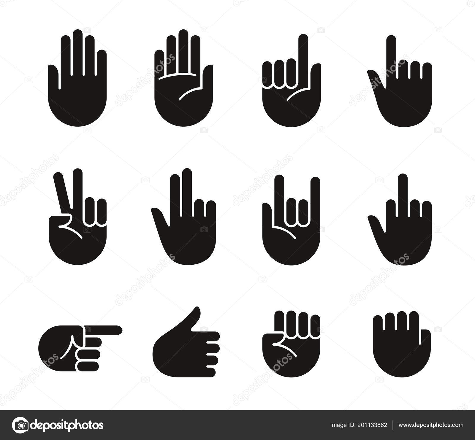 Hand Gestures Sign Language Icon Set Isolated Vector Illustration Human ...