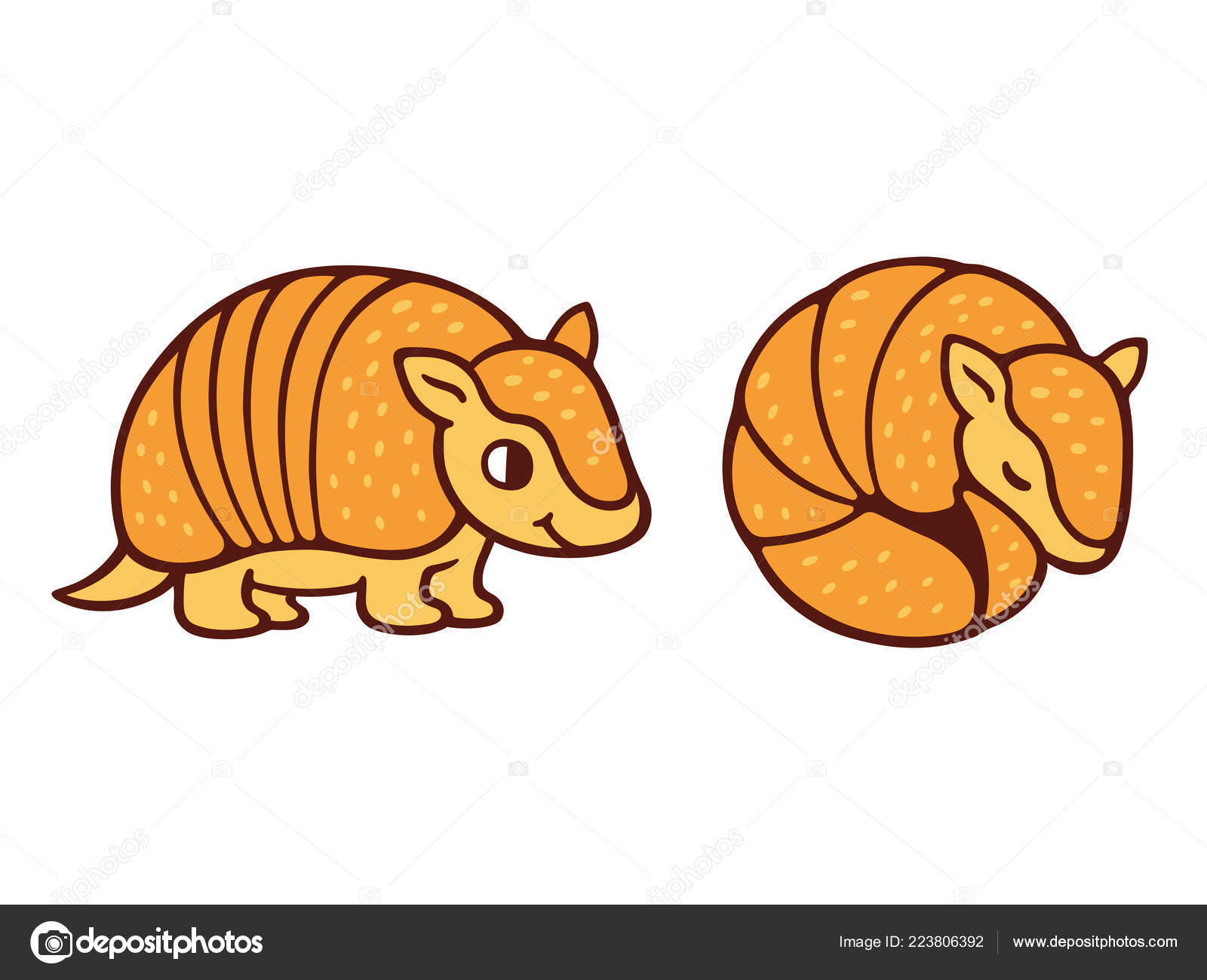 Bonito Desenho Animado Tatu Rolar Uma Bola Ilustração Vetorial Isolada ...