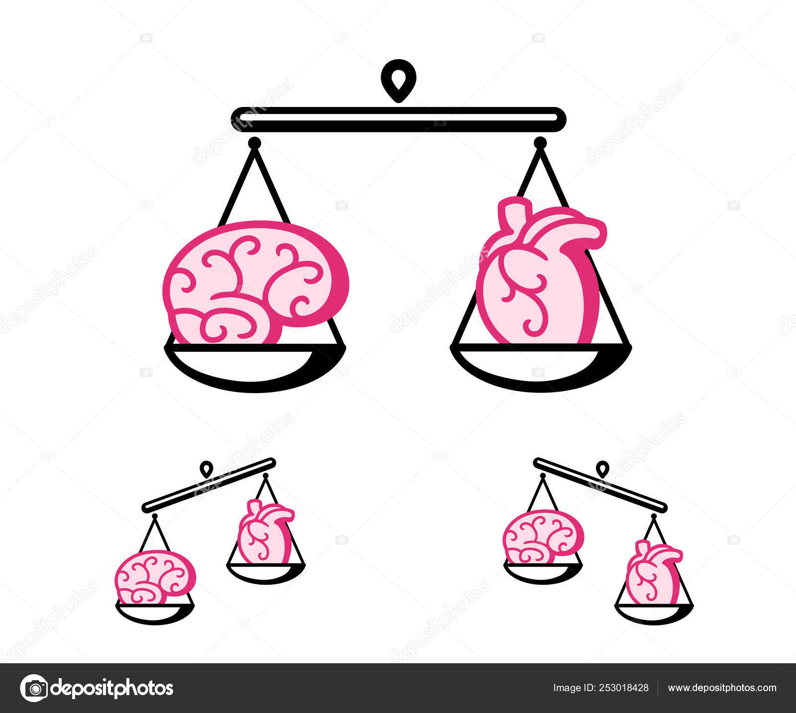 Brain and heart on scales Stock Illustration by ©Sudowoodo #253018428