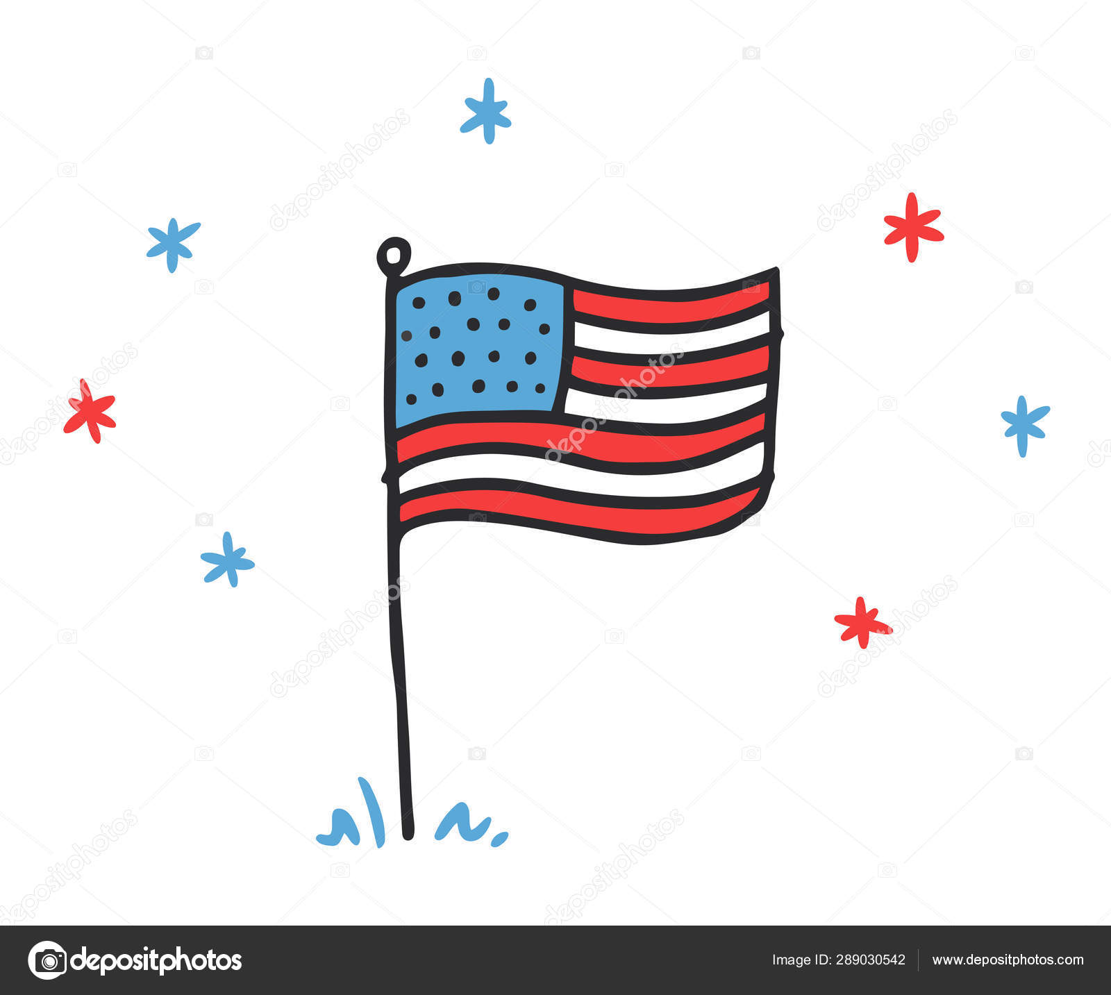 American Flag Pencil Drawing