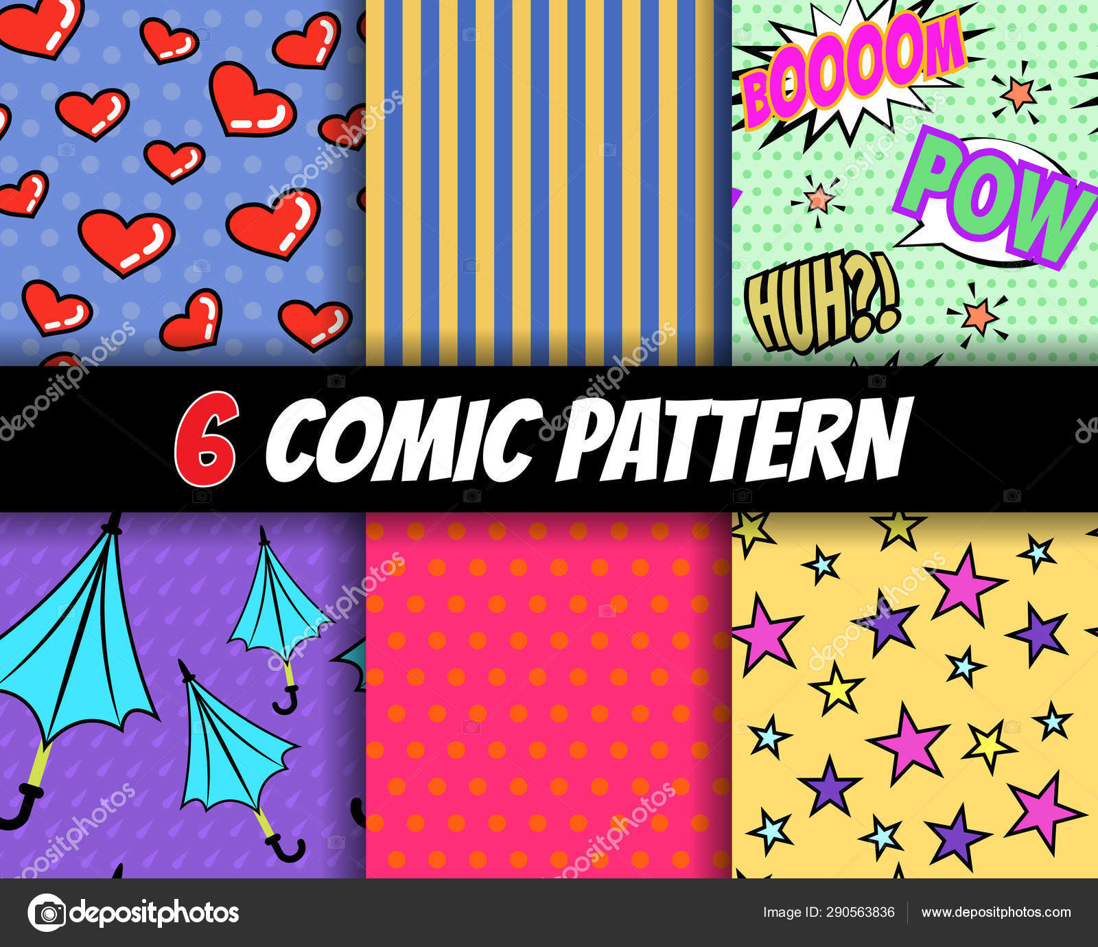 Set Comic Patterns Simply Vector Illustration Stock Vector by ...