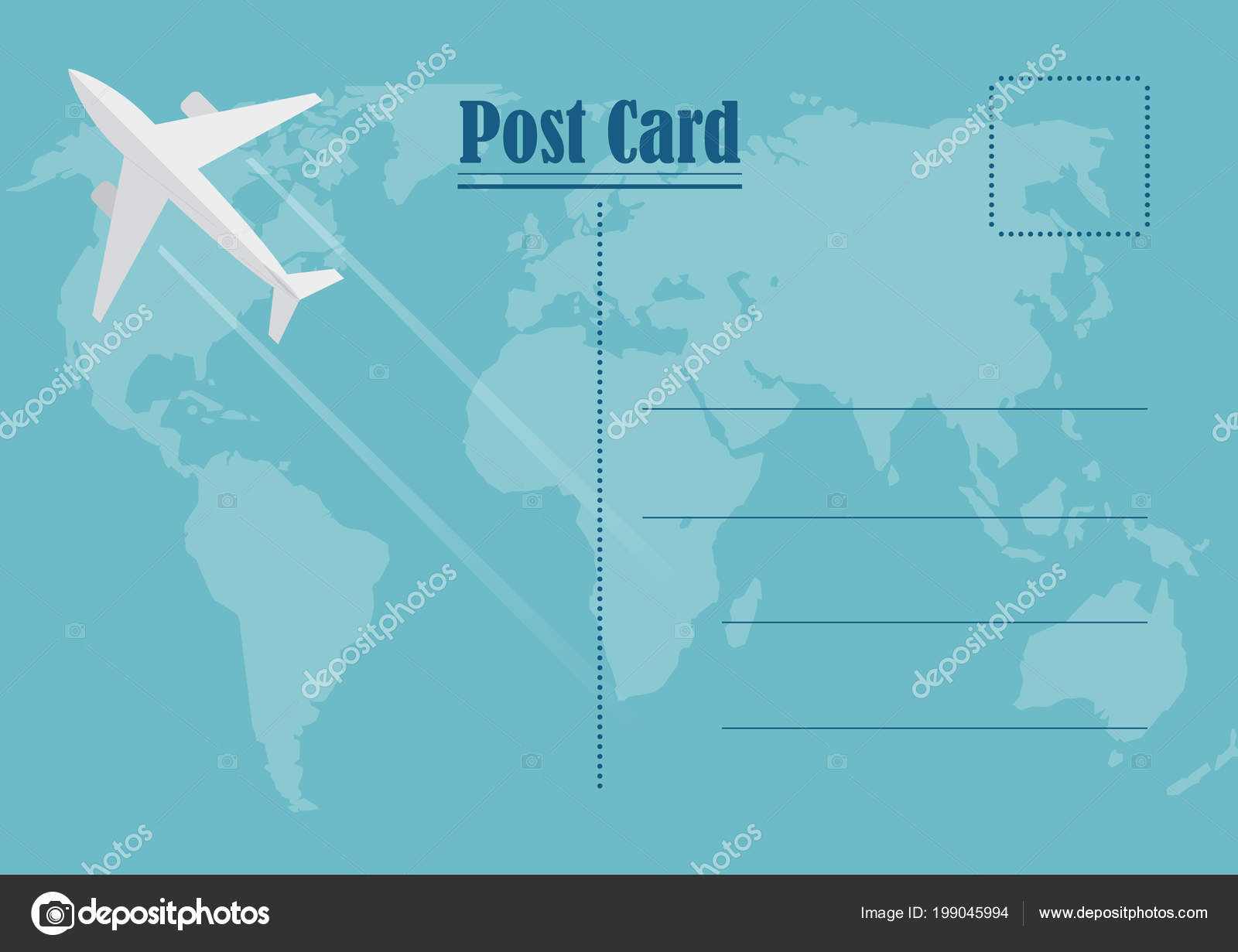Summer Postcard Vector Airplane Fly Worl Stock Vector Image by ©LuckyTD ...