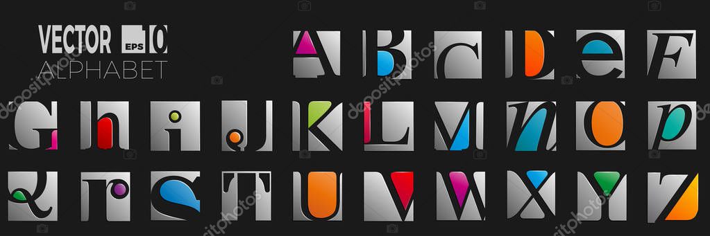 Conjunto de fuente y alfabeto, vector de las letras abstractas modernas ...