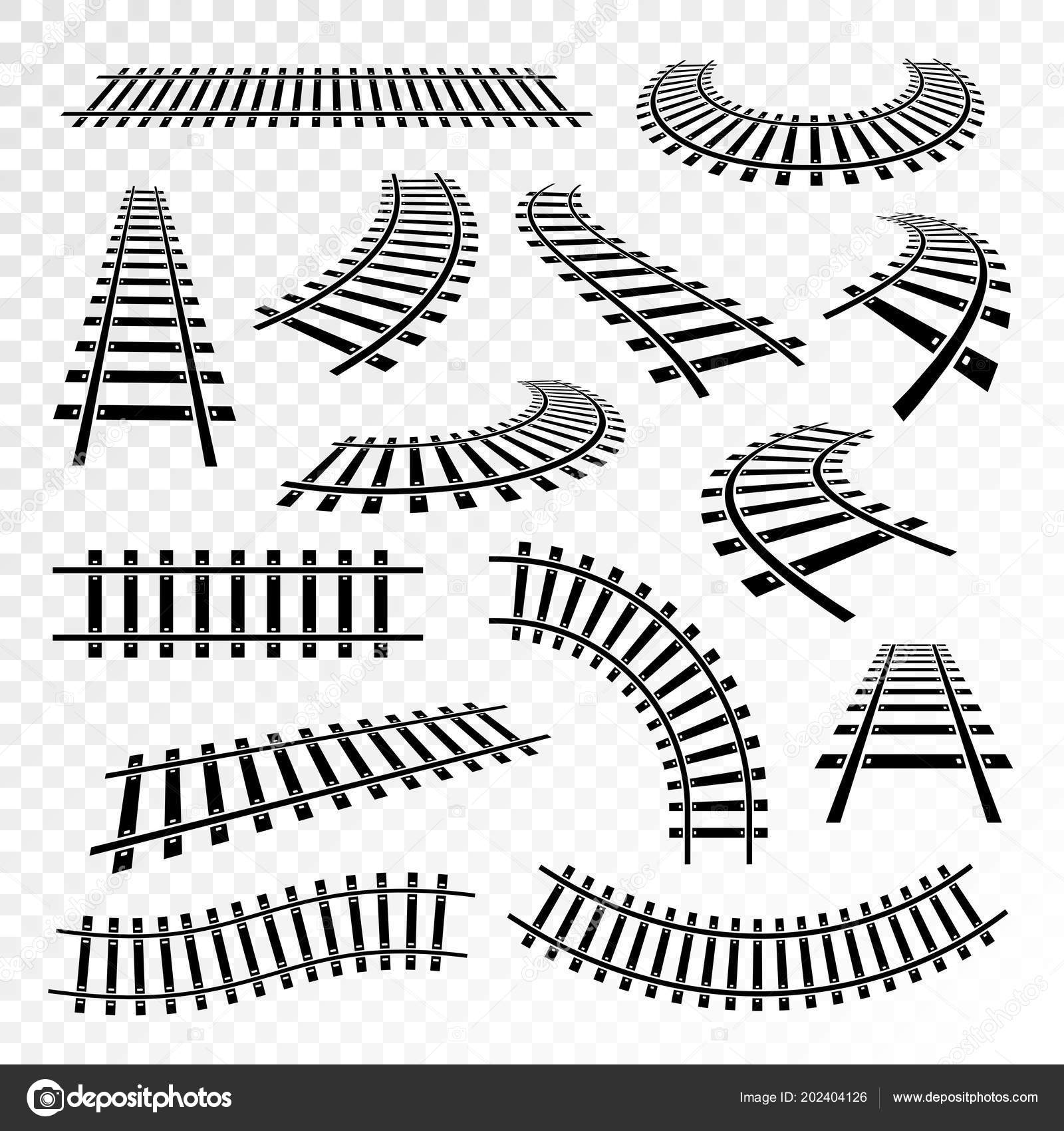 Straight and curved rails icon set — Stock Vector © Axsimen #202404126