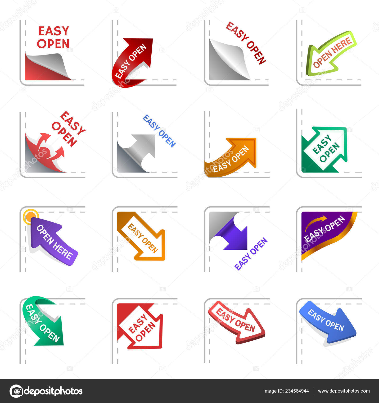 Easy open label icon set for product cover Stock Vector Image by ...