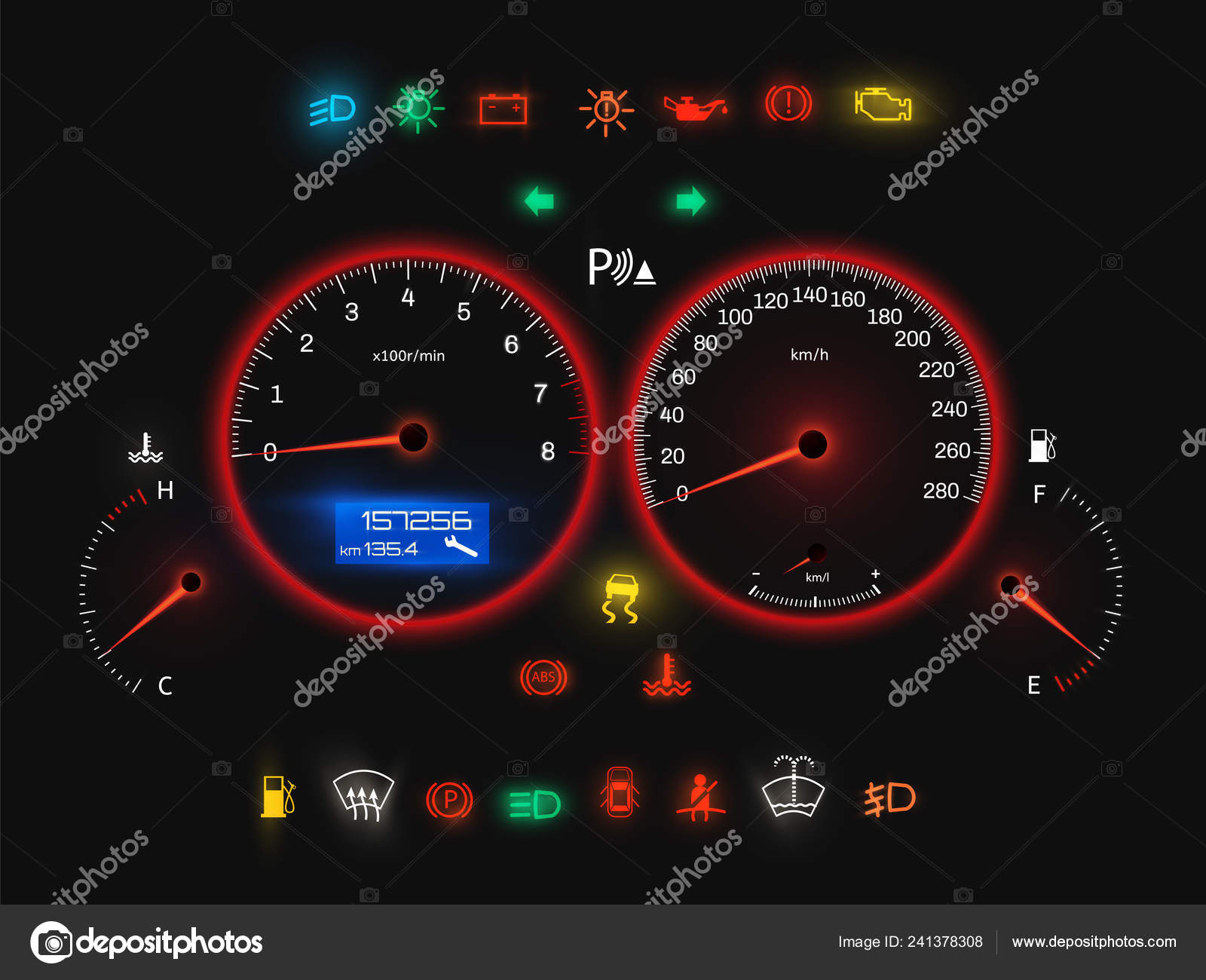 Car speedometer, modern auto panel realistic view Stock Vector Image by ...