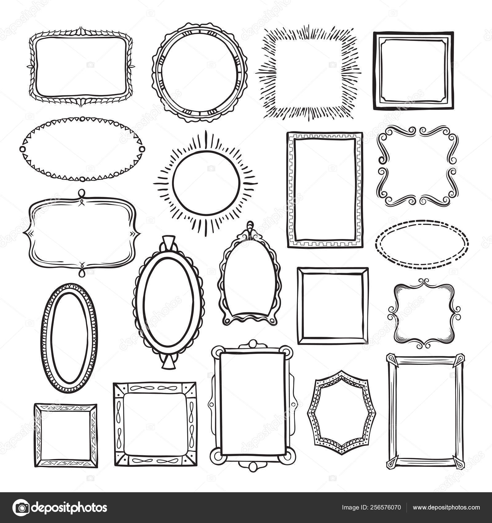 Picture frame sketch set, photograph album decor Stock Vector Image by ...