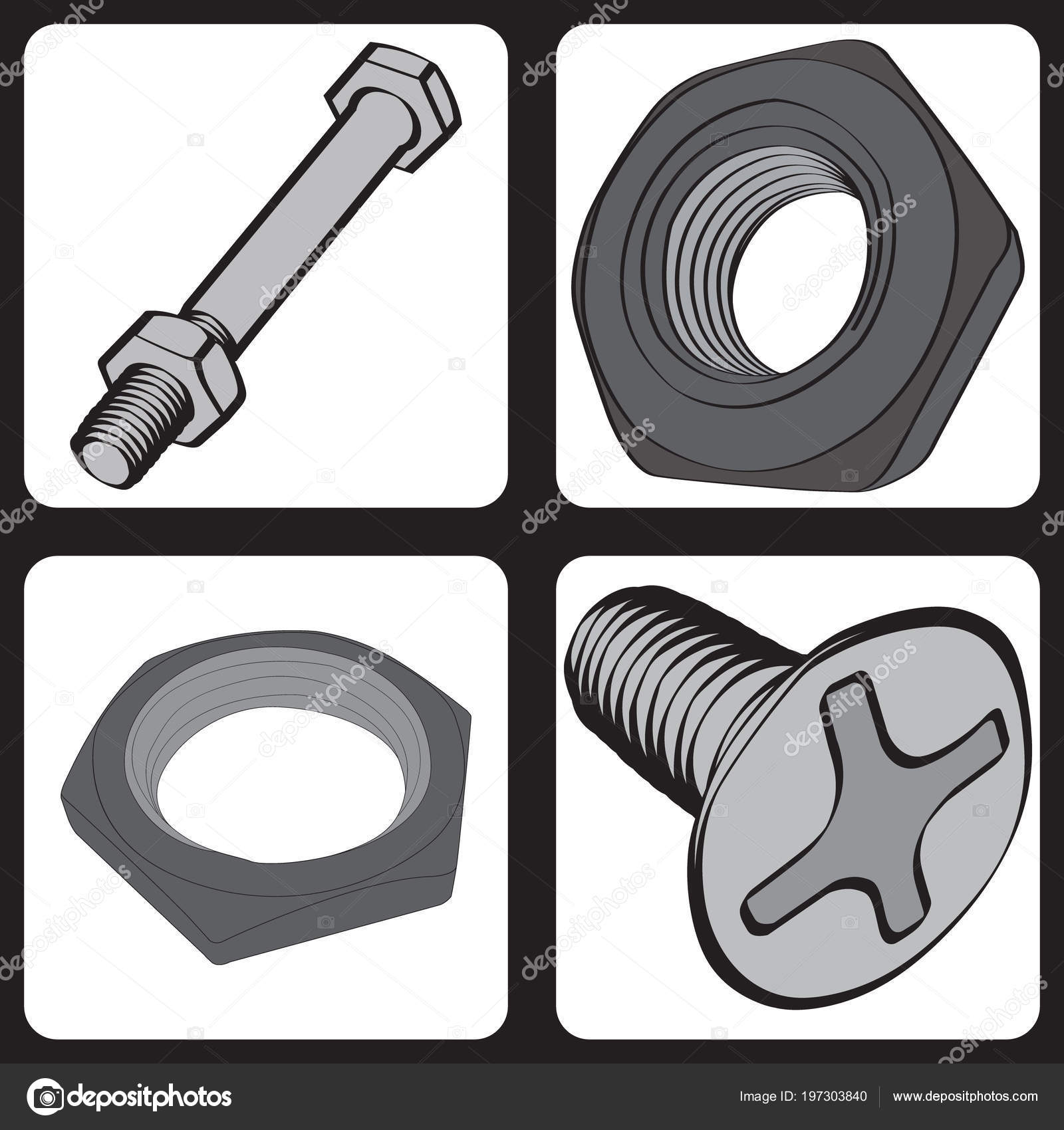 Vector Set Icons Bolts Nuts Design Stock Vector Image by ©oleksadr ...