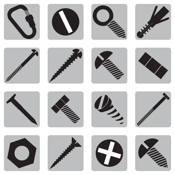Black Icons Screws Bolts Stock Vector Image by ©zzelimir #224382032